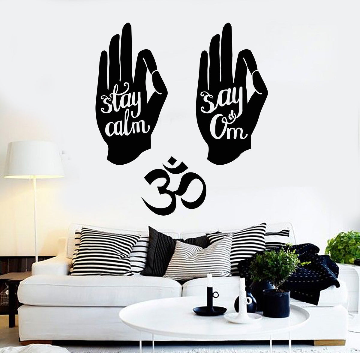 Vinyl Wall Decal Hinduism Hand Om Symbol Hindu Yoga Quote Stickers Uni ...