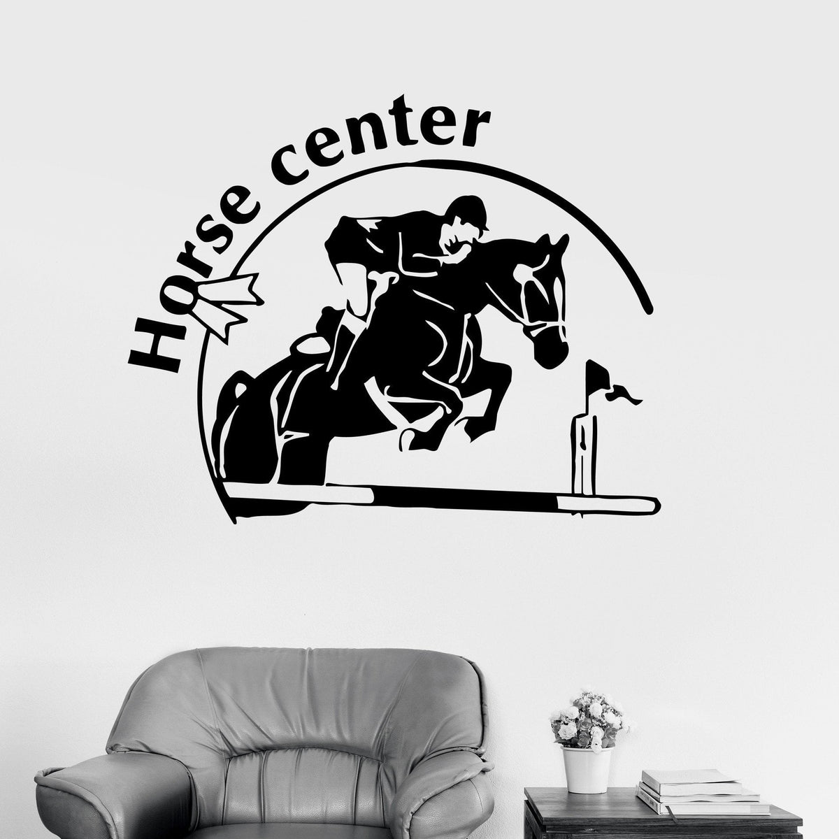 Wall Stickers Vinyl Decal Horse Center Rider Equestrian Racing Sport U ...