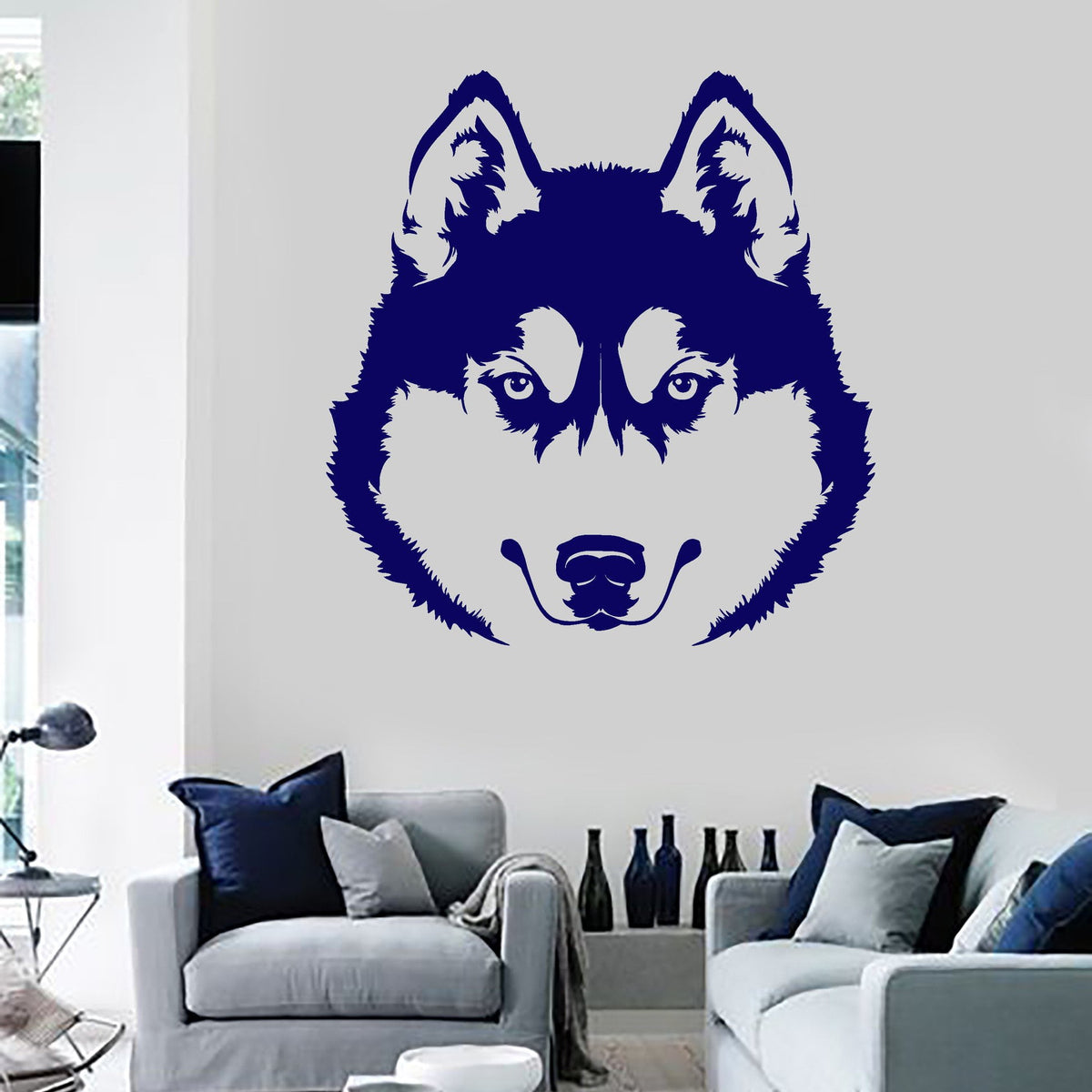 Vinyl Wall Decal Husky Head Dog Pet Stickers Mural Unique Gift (ig3879 ...