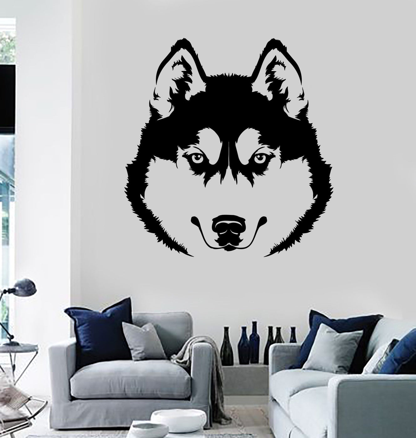 Vinyl Wall Decal Husky Head Dog Pet Stickers Mural Unique Gift (ig3879 ...