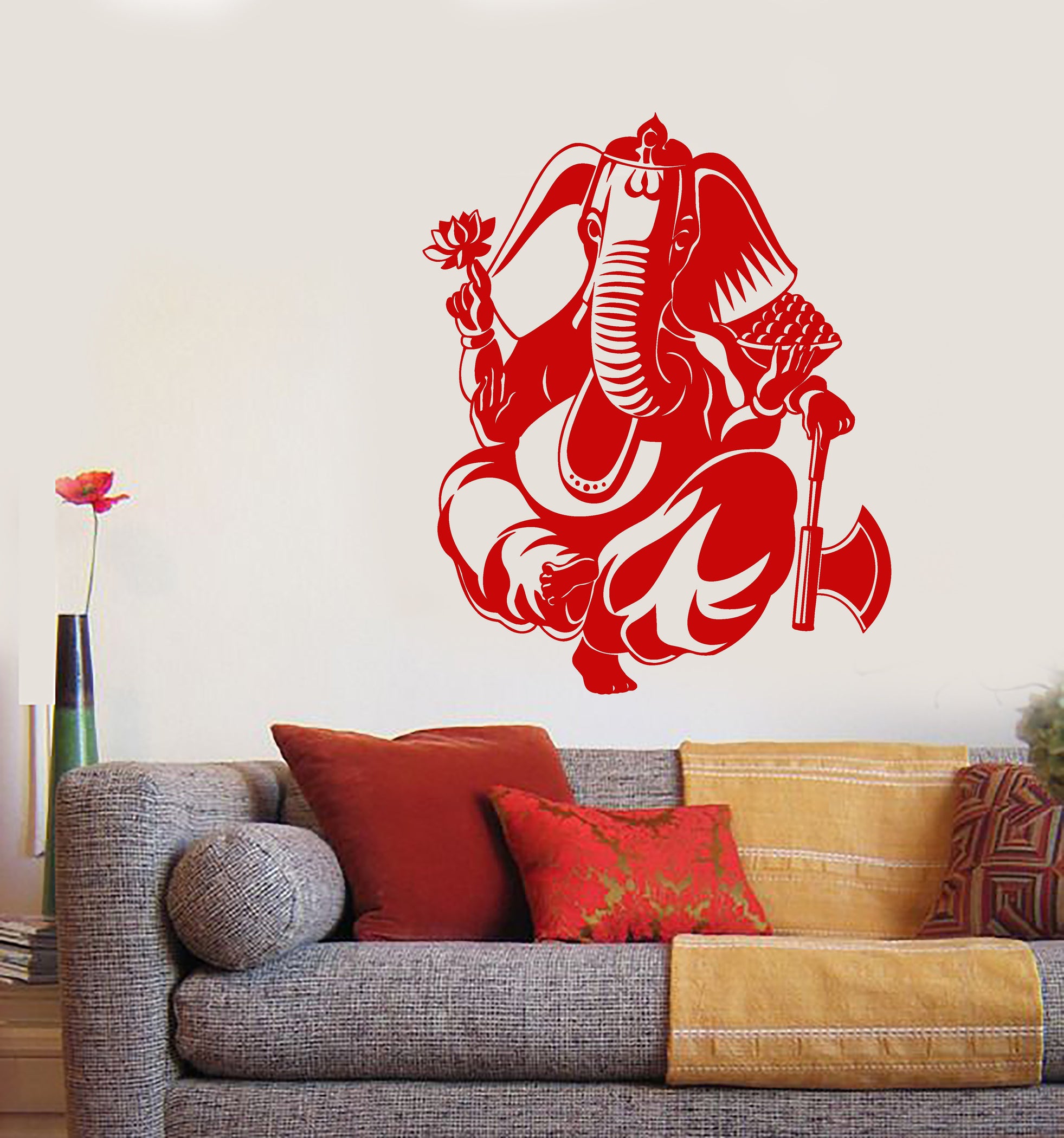 Vinyl Wall Decal Indian God Ganesha Elephant Hinduism Stickers (3096ig ...