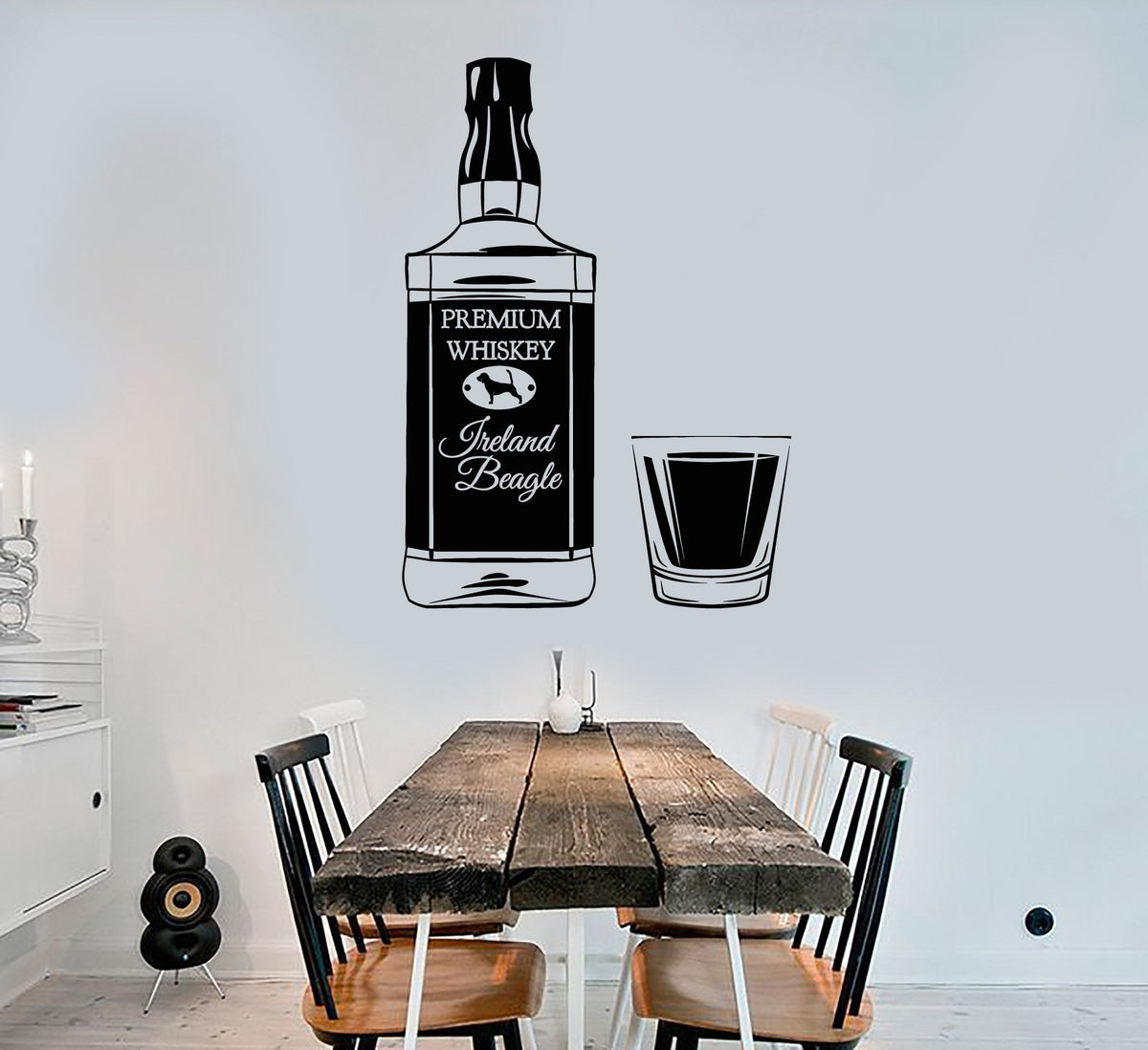 Vinyl Wall Decal Irish Whiskey Bottle Alcohol Glass Bar Stickers Uniqu ...