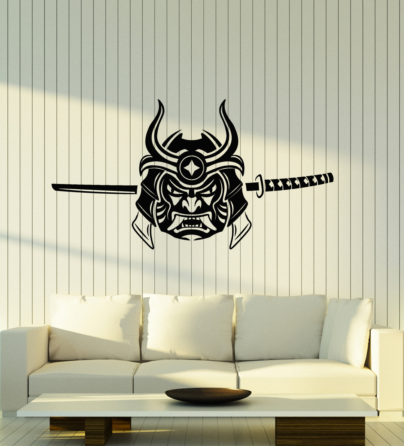 Vinyl Wall Decal Japanese Asian Warrior Mask Sword Stickers (3449ig ...