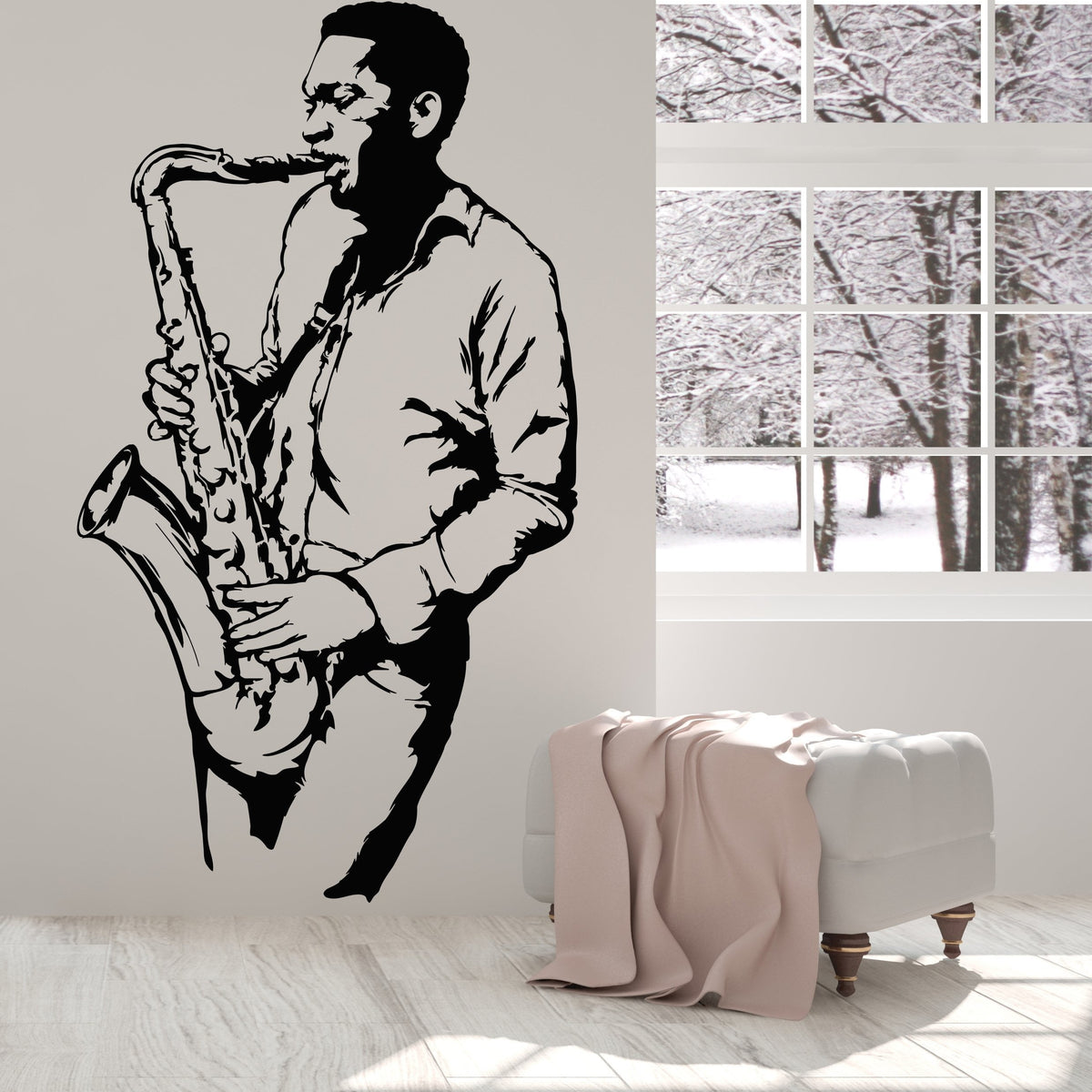 Vinyl Wall Decal Saxophone Player Jazz Club Musician Black Man Sticker ...