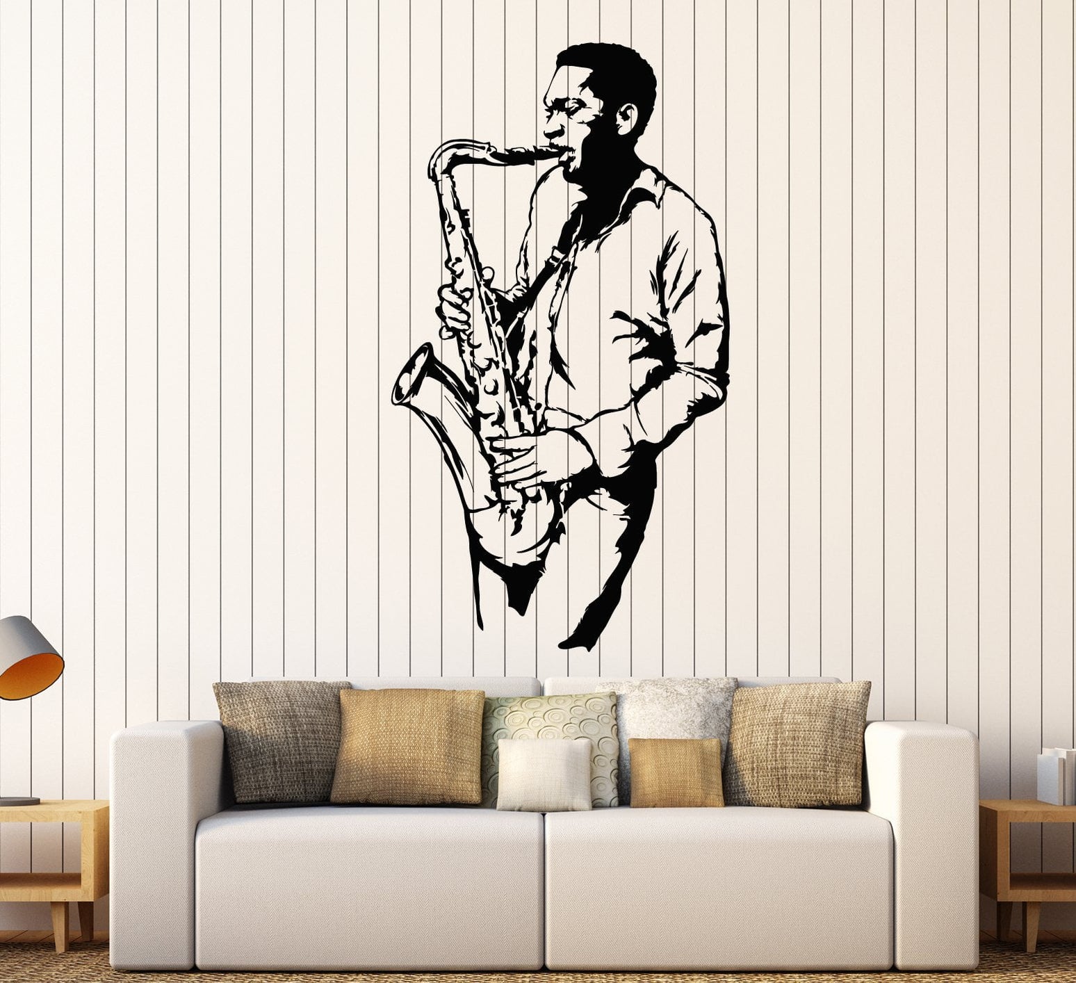 Vinyl Wall Decal Saxophone Player Jazz Club Musician Black Man Sticker ...