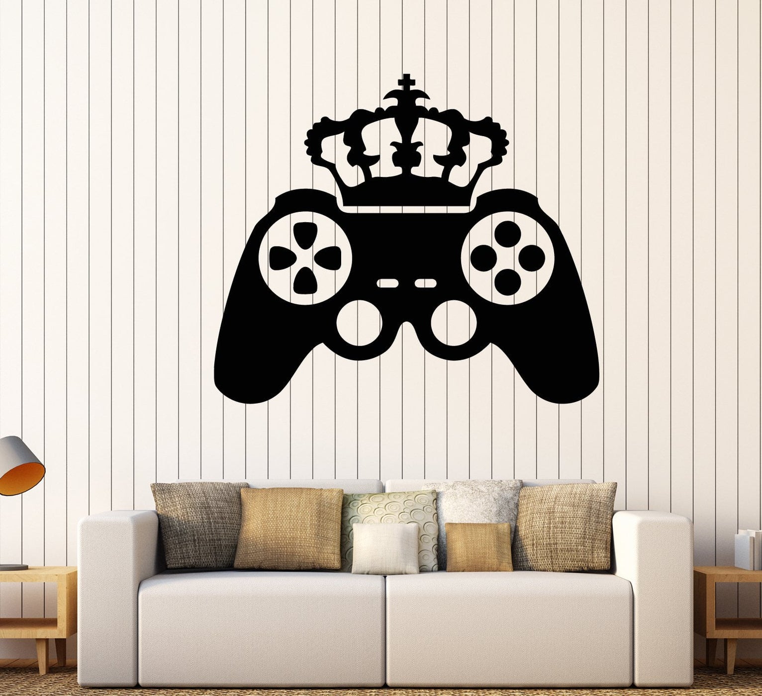 Vinyl Wall Decal Joystick Crown Video Game Gamer Room Stickers (2237ig ...