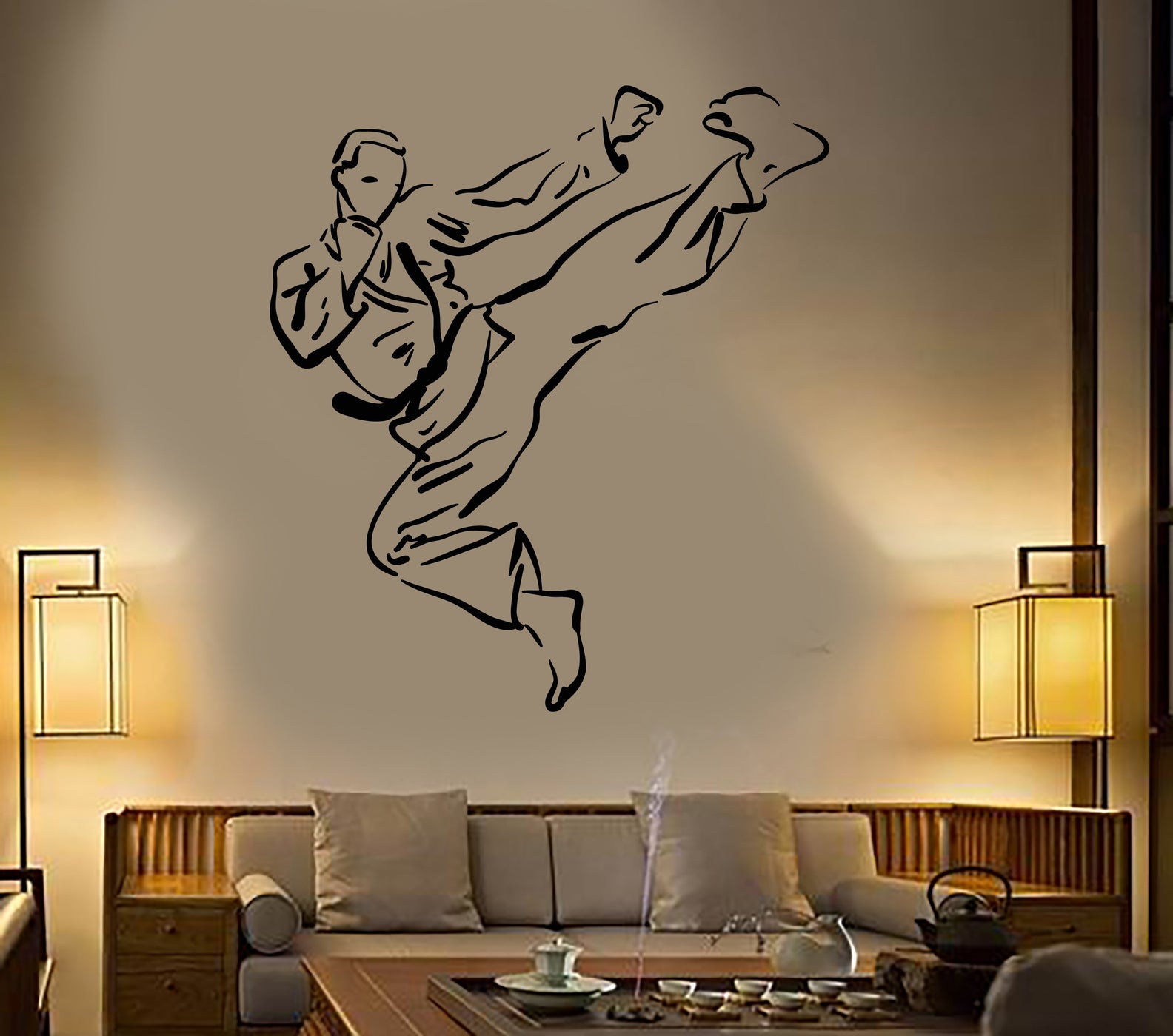 Vinyl Wall Decal Karate Martial Arts School Boy Fighter Stickers Uniqu ...