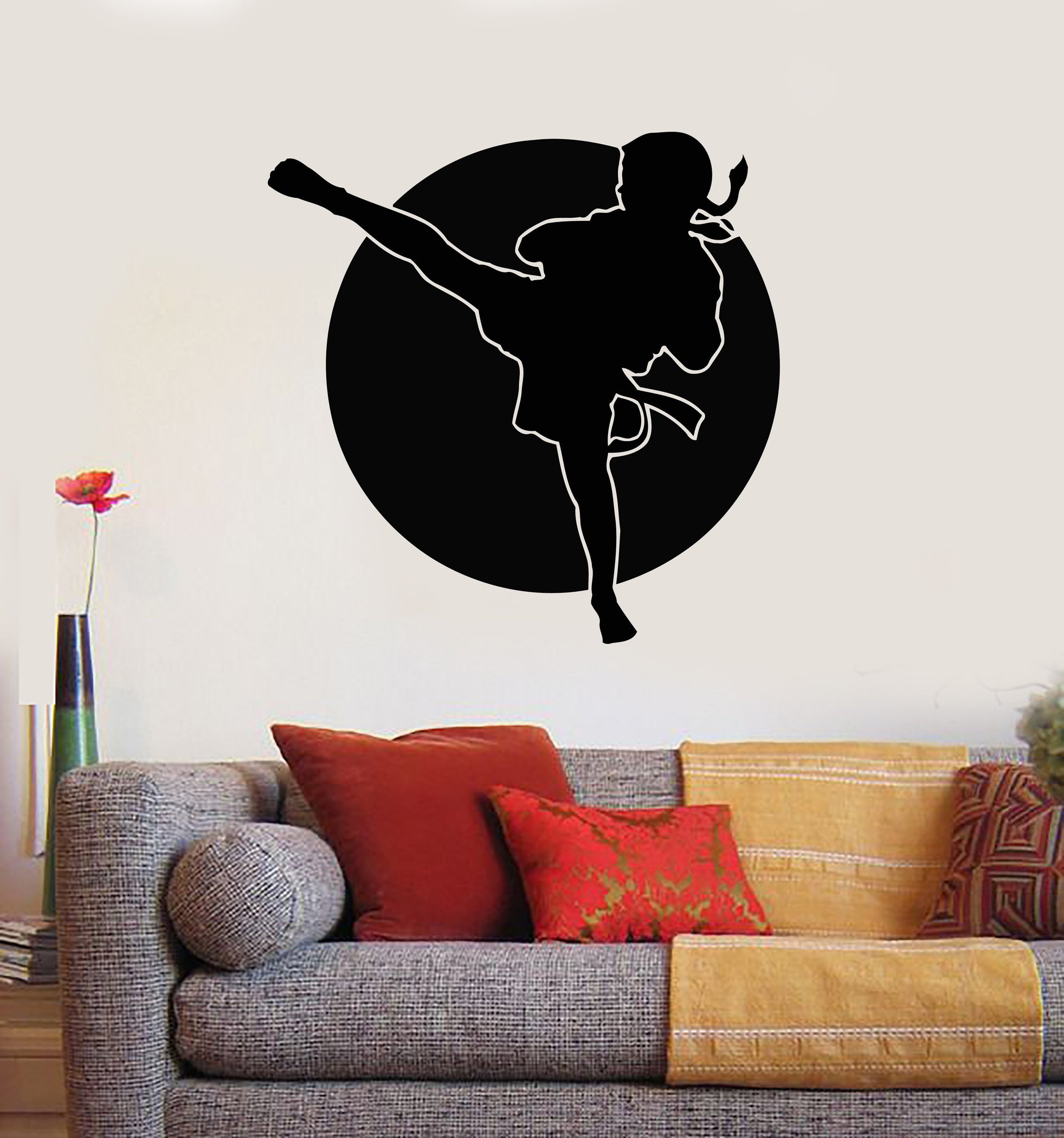 Vinyl Wall Decal Karate Boy Kick Martial Arts Logo Fighter Stickers Mu ...