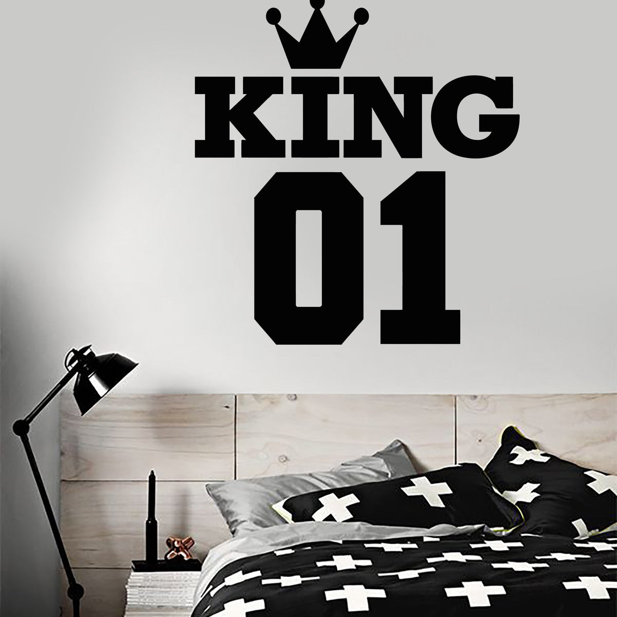Vinyl Wall Decal Number One King Word Logo Crown Stickers (2137ig ...