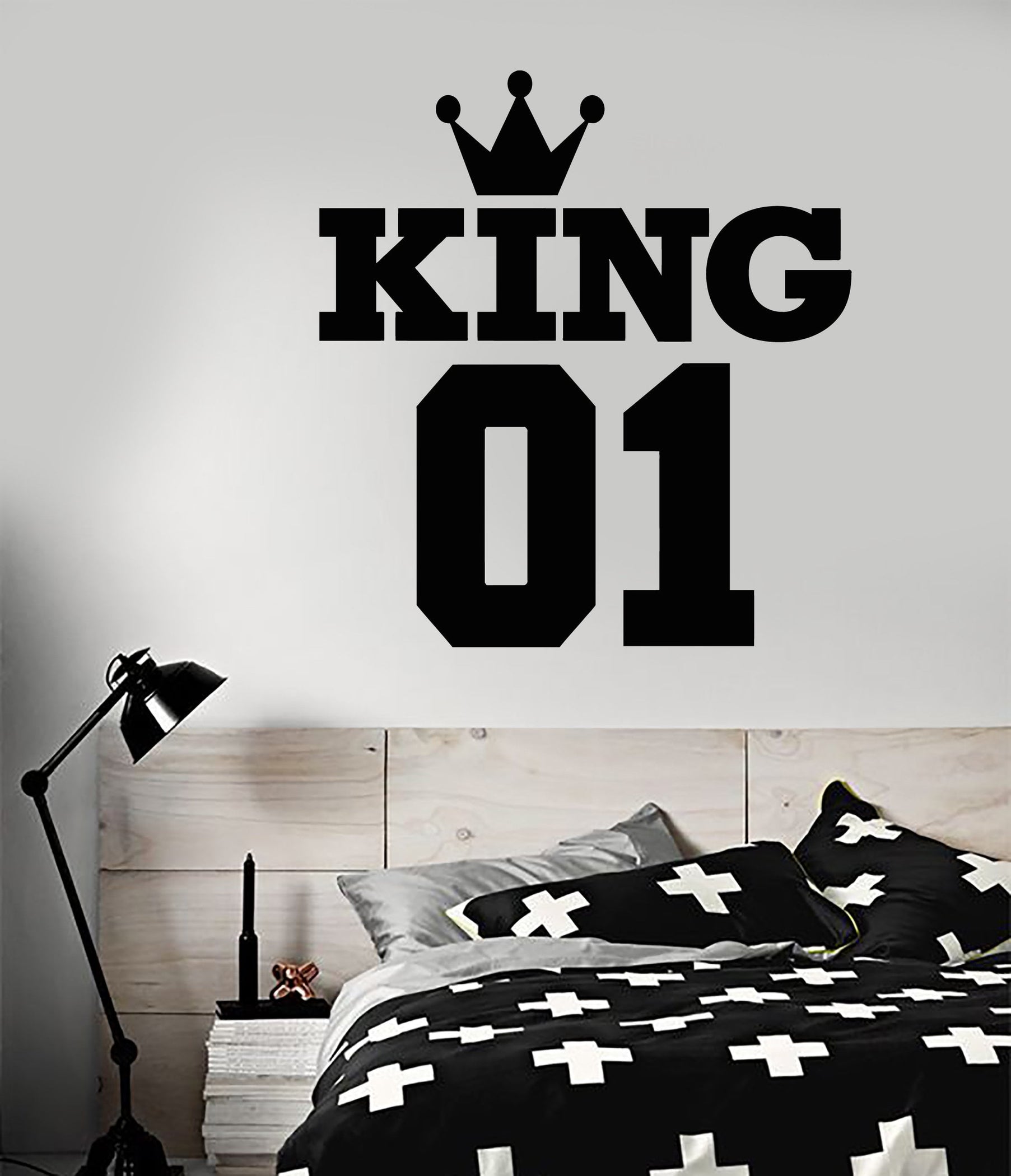 Vinyl Wall Decal Number One King Word Logo Crown Stickers (2137ig ...