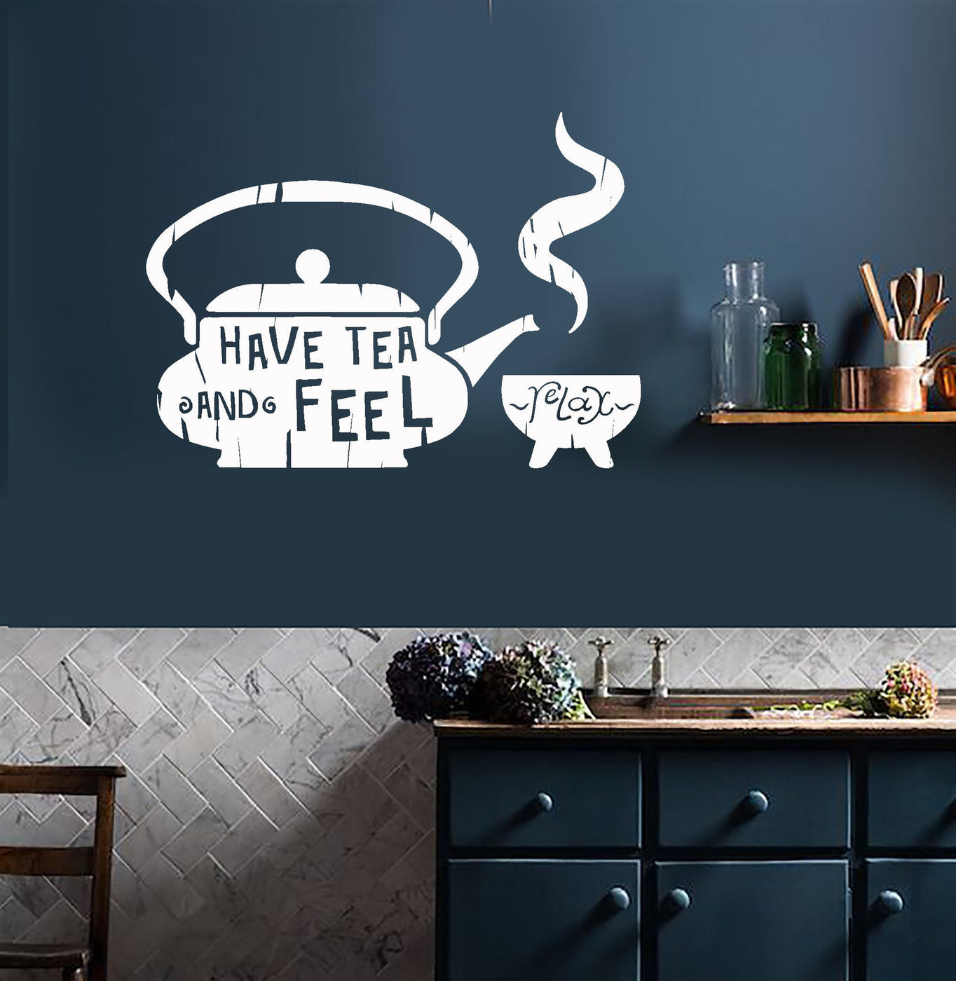 Vinyl Wall Decal Kitchen Quote Tea Teapot Cafe Teahouse Stickers Uniqu ...
