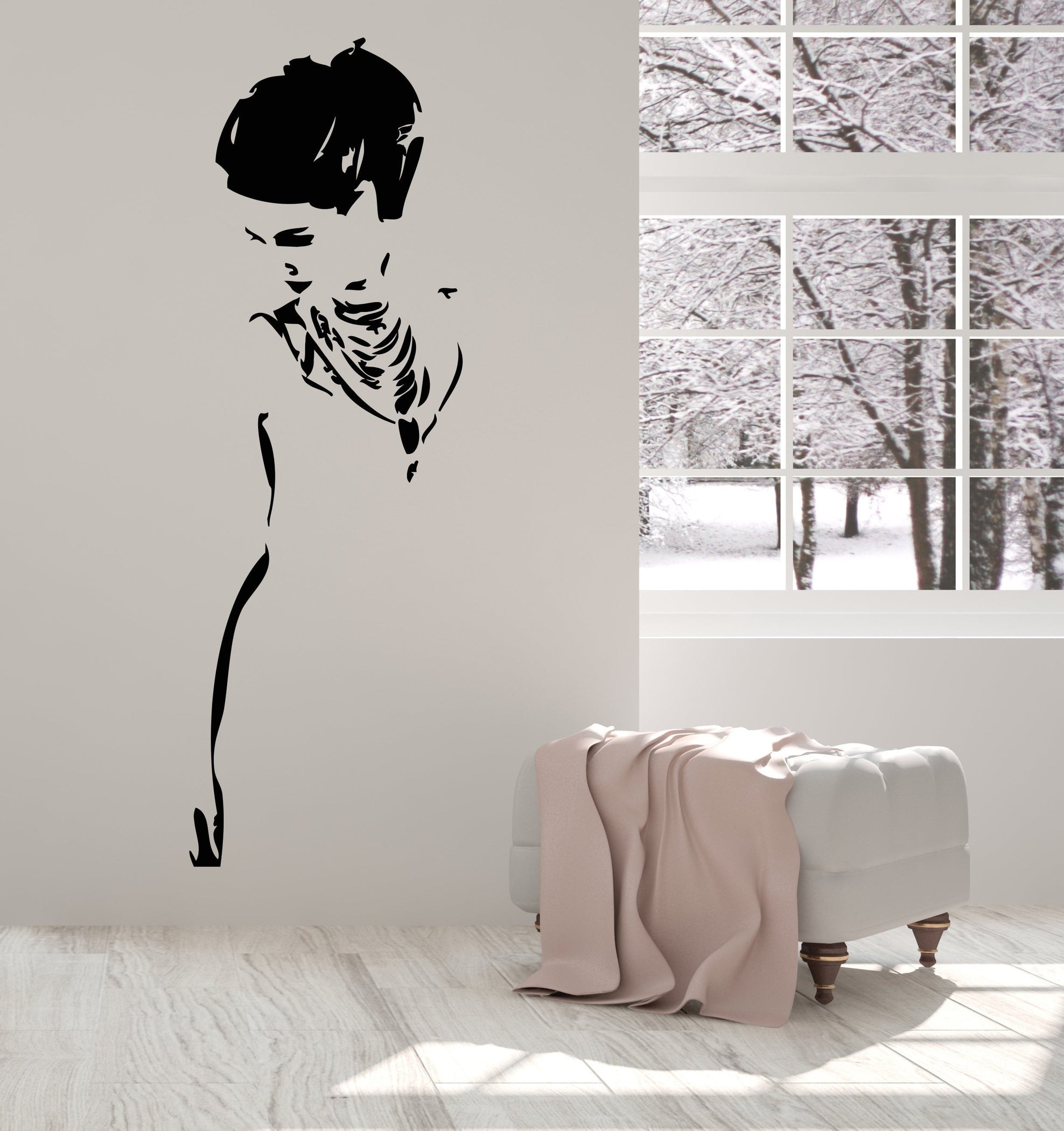 Vinyl Wall Decal Beautiful Girl Elegant Lady Necklace Hairstyle Sticke ...