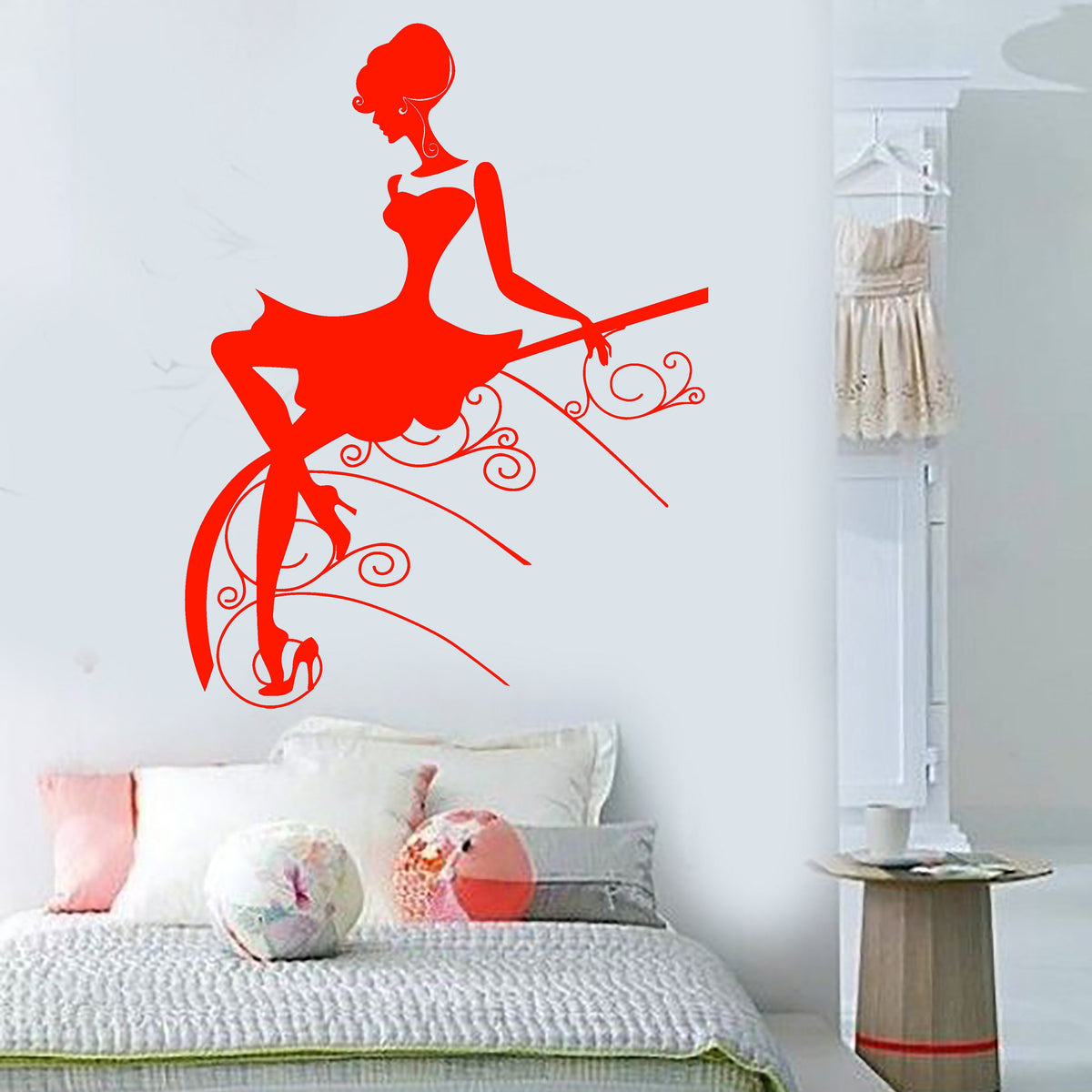 Vinyl Wall Decal Beautiful Girl Lady In Dress Hairstyle Fashion Sticke ...