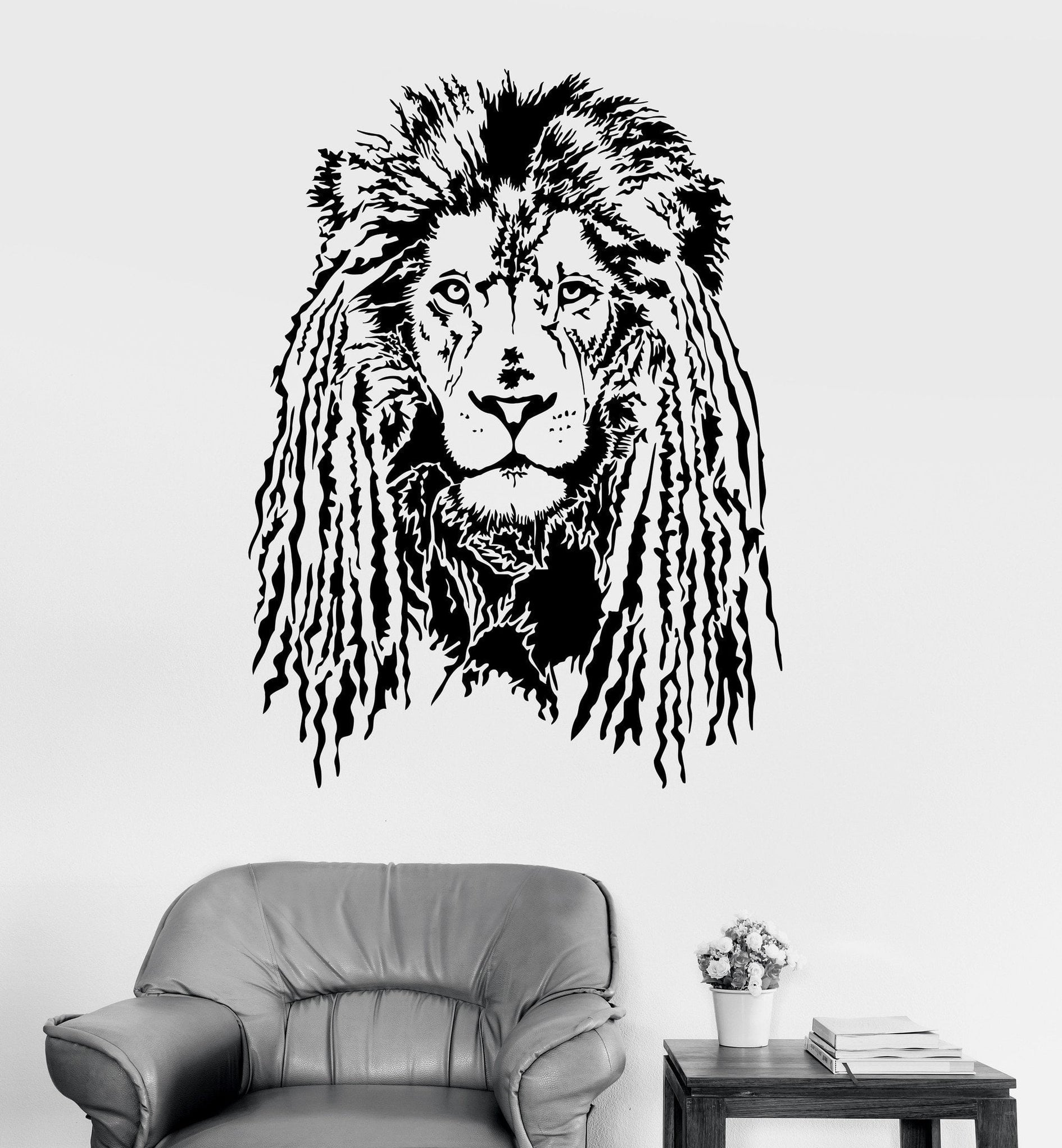 Vinyl Wall Decal Lion Head with Dreadlocks Tribal Art Stickers Unique ...