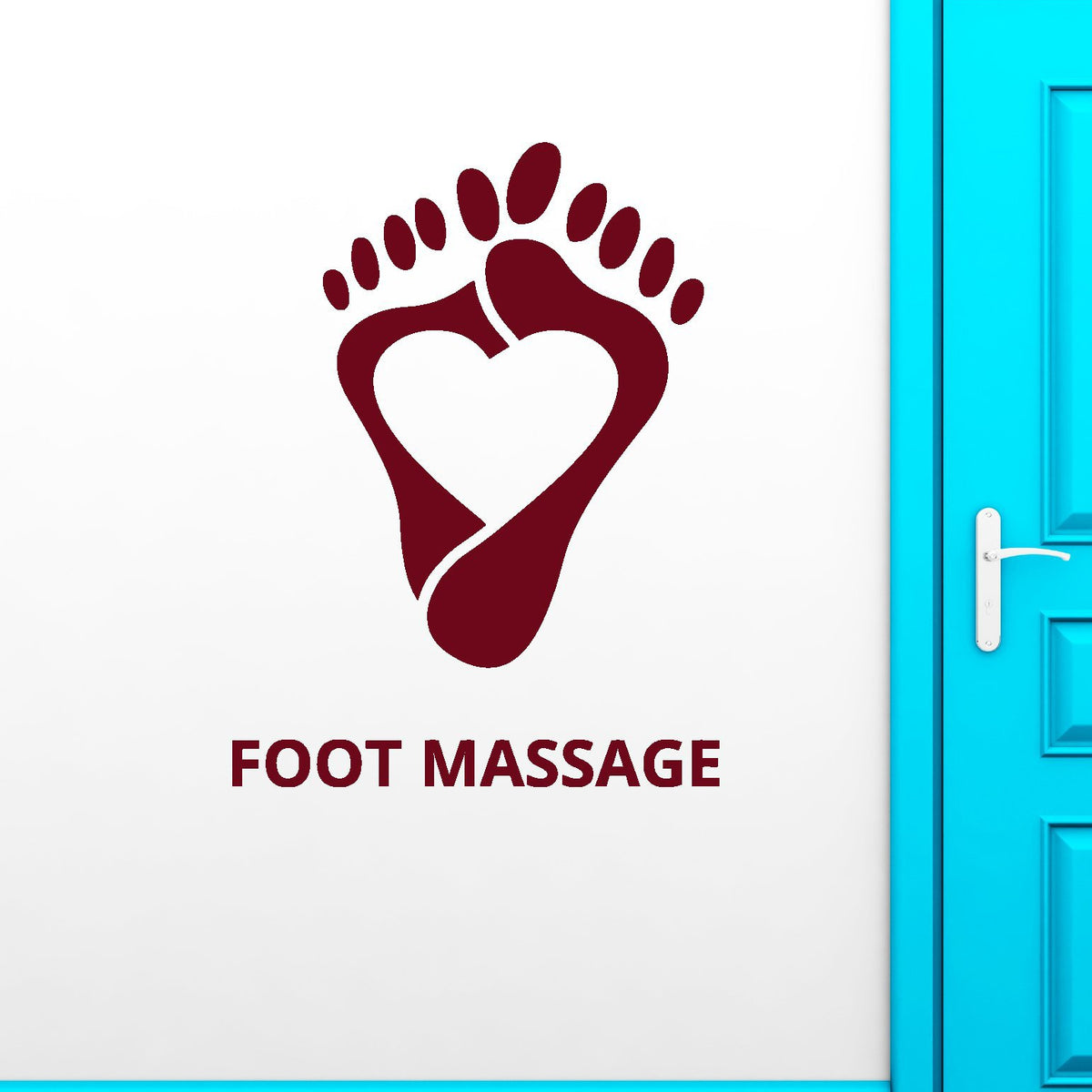 Vinyl Wall Decal Foot Massage Words Spa Center Logo Feet Heart Sticker ...