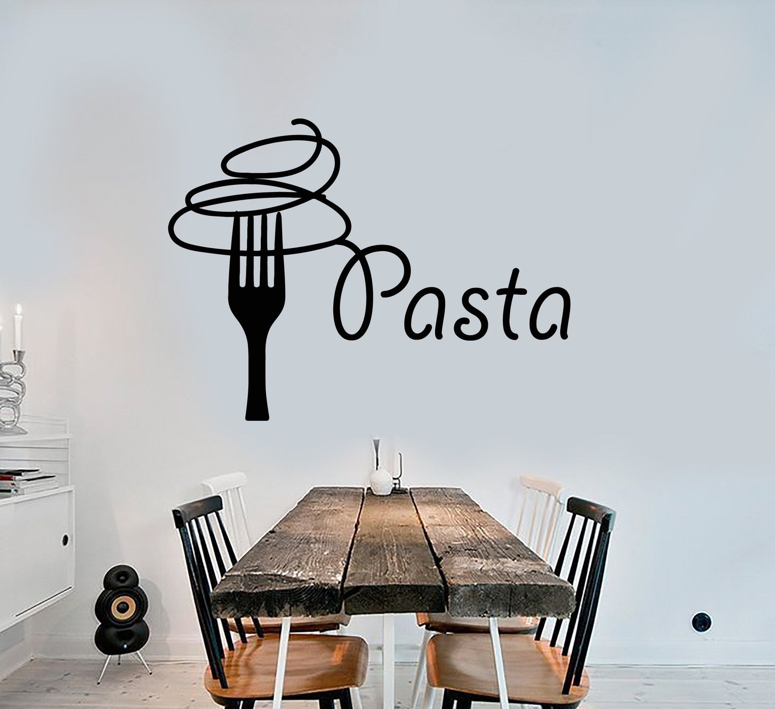 Vinyl Wall Decal Fork Pasta Spaghetti Logo Restaurant Decor For Kitche ...