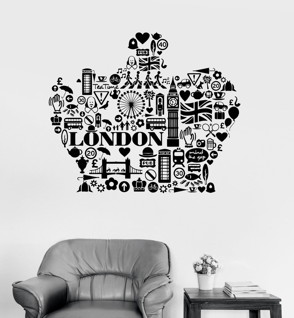 Vinyl Wall Decal Royal Crown Symbol Great Britain United Kingdom Mural ...