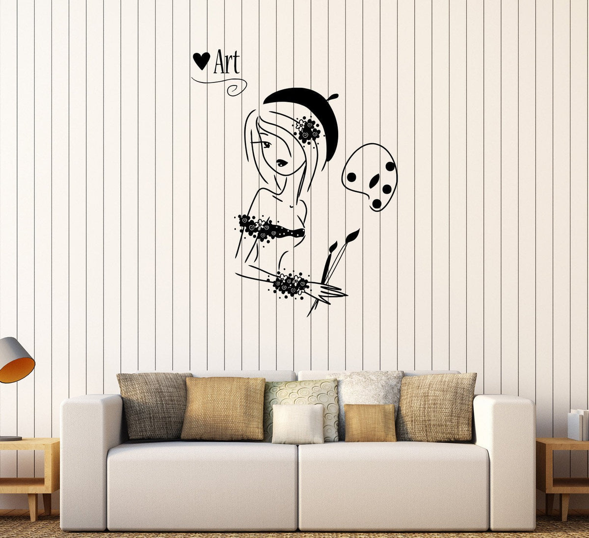 Vinyl Wall Decal Artist Painting Art Pretty Girl Stickers Unique Gift ...
