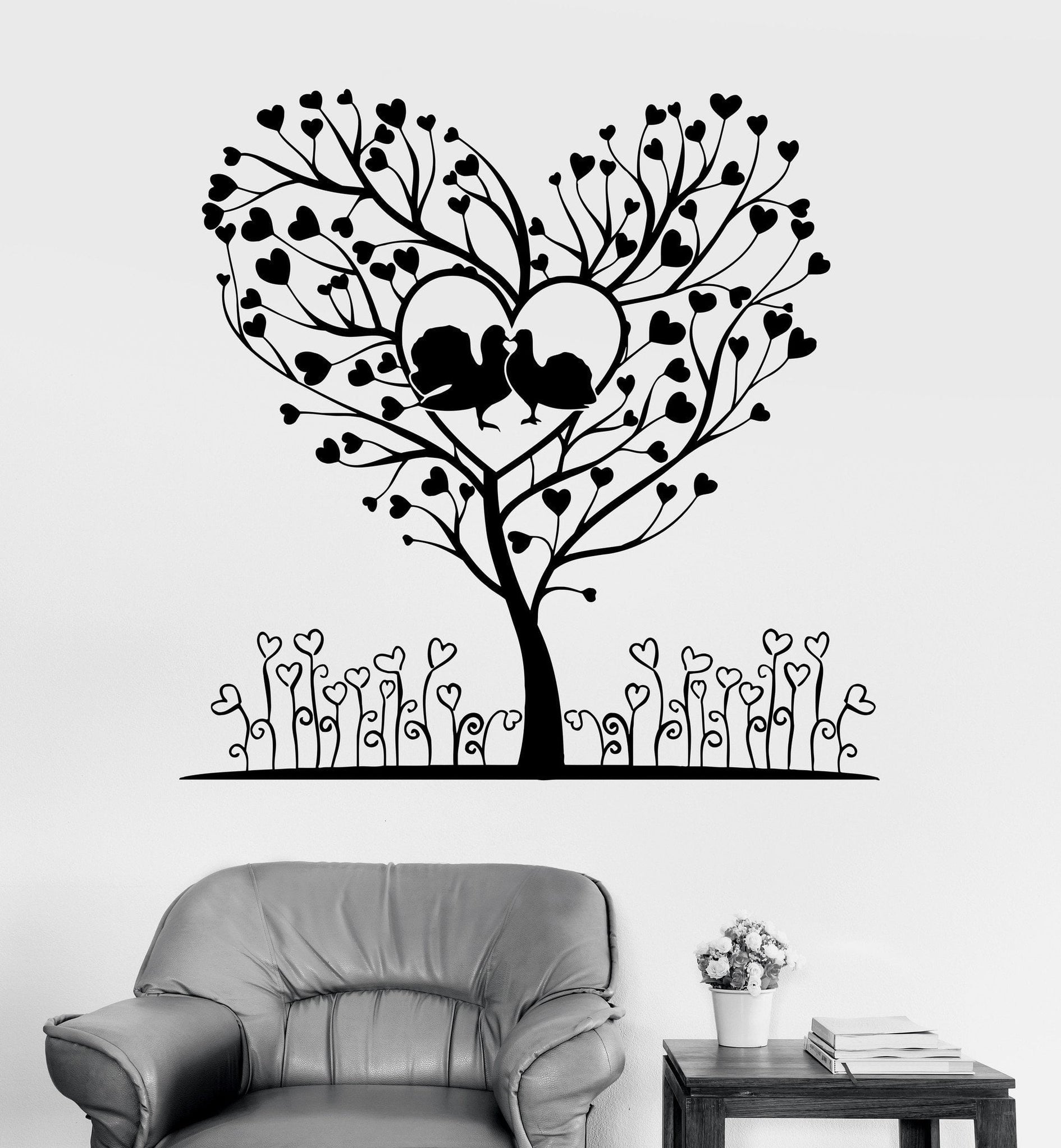 Vinyl Wall Decal Romantic Tree Love Heart Art Room Stickers Unique Gif ...