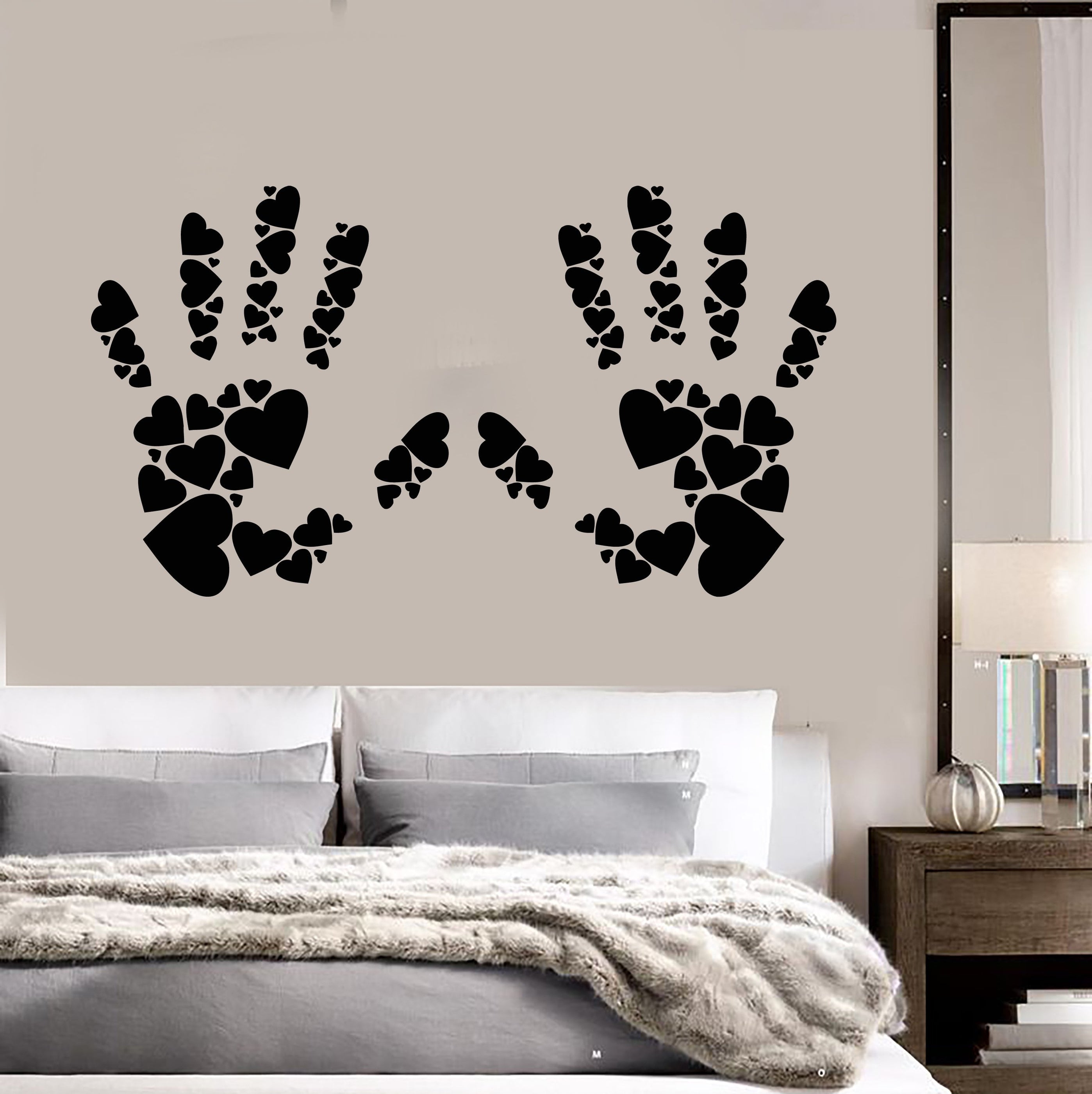Vinyl Wall Decal Hands Hearts Symbol Love Romance Stickers (2266ig ...