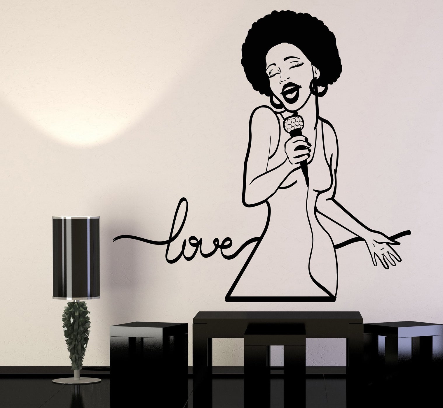 Vinyl Wall Decal African Woman Singer Love Song Black Lady Stickers Un ...