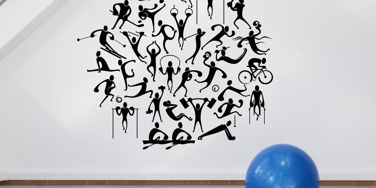 Vinyl Wall Decal Cartoon People Love Sports Physical Education Sticker ...