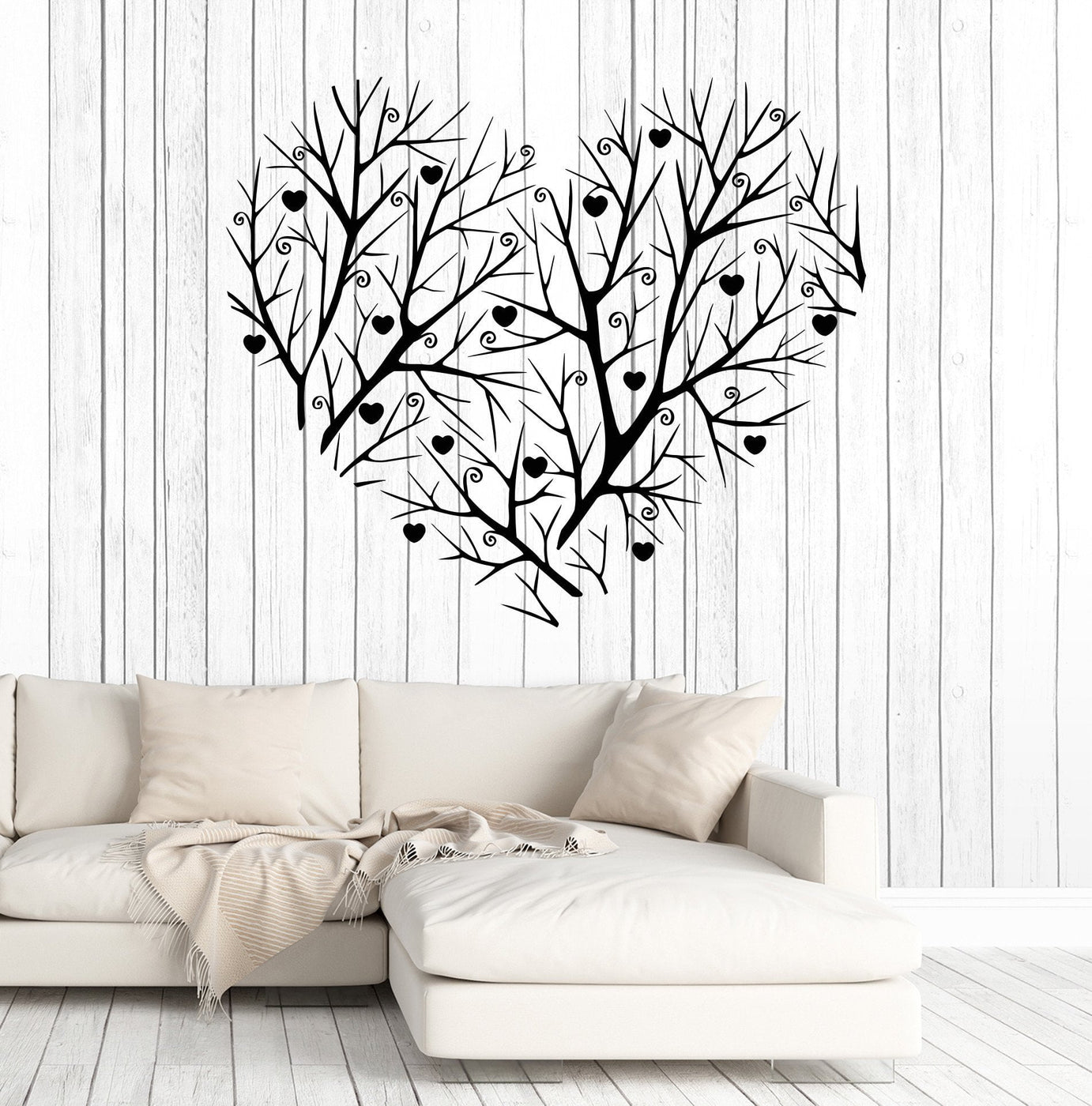 Vinyl Wall Decal Heart Love Tree Beautiful Branch Romance Stickers Uni ...