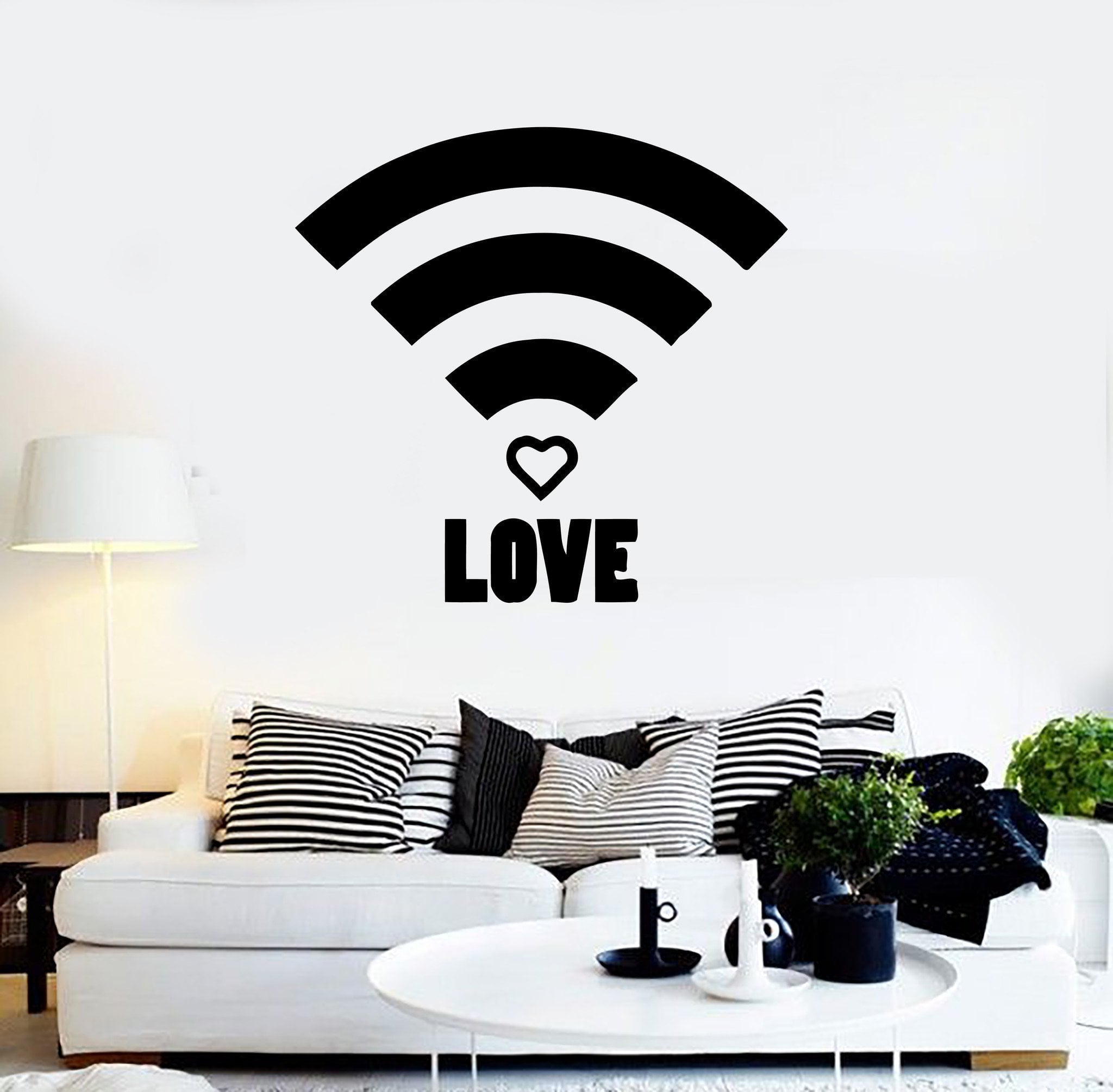 Vinyl Wall Decal Love for Geek Wi Fi For Bedroom Stickers Unique Gift ...