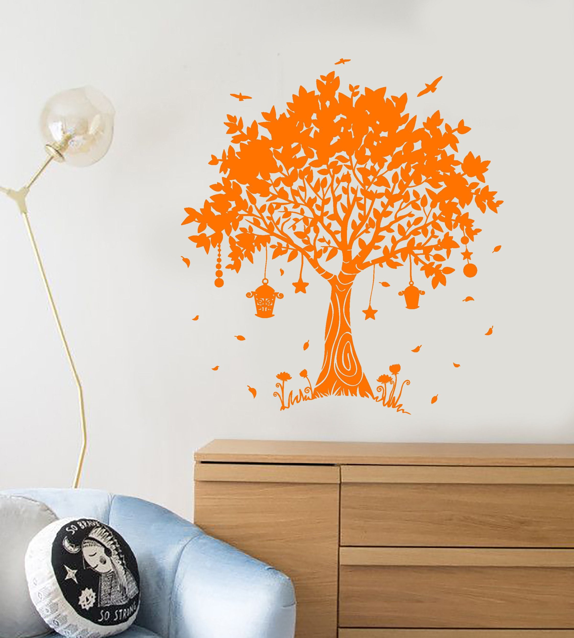 Vinyl Wall Decal Beautiful Magic Tree Fairy Tale Birds Nature Stickers ...