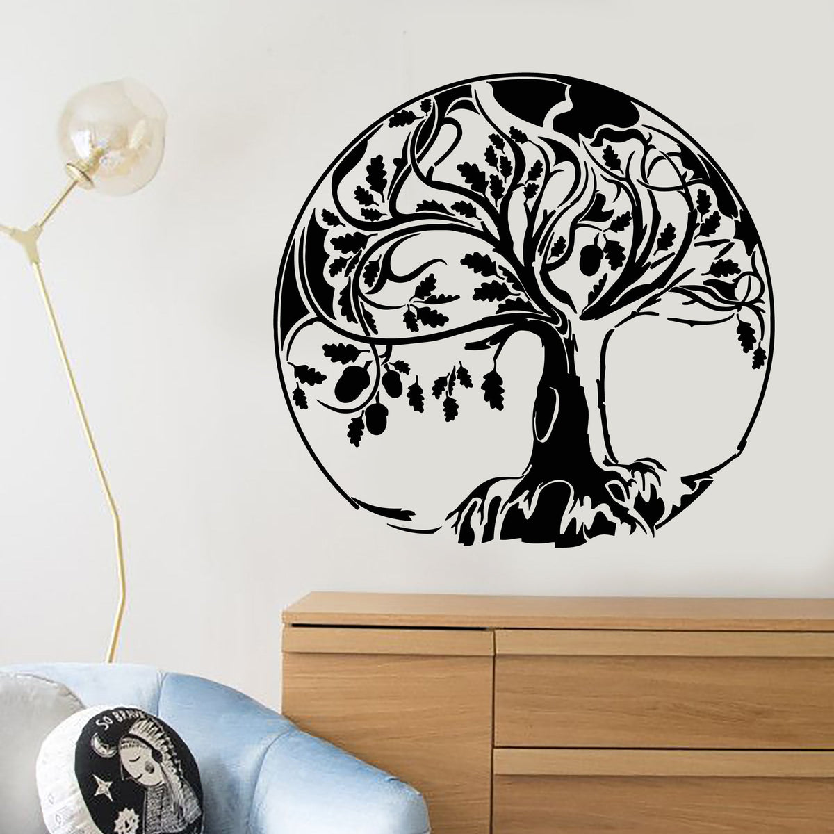 Vinyl Wall Decal Abstract Oak Tree Of Life Acorn Stickers (2242ig ...