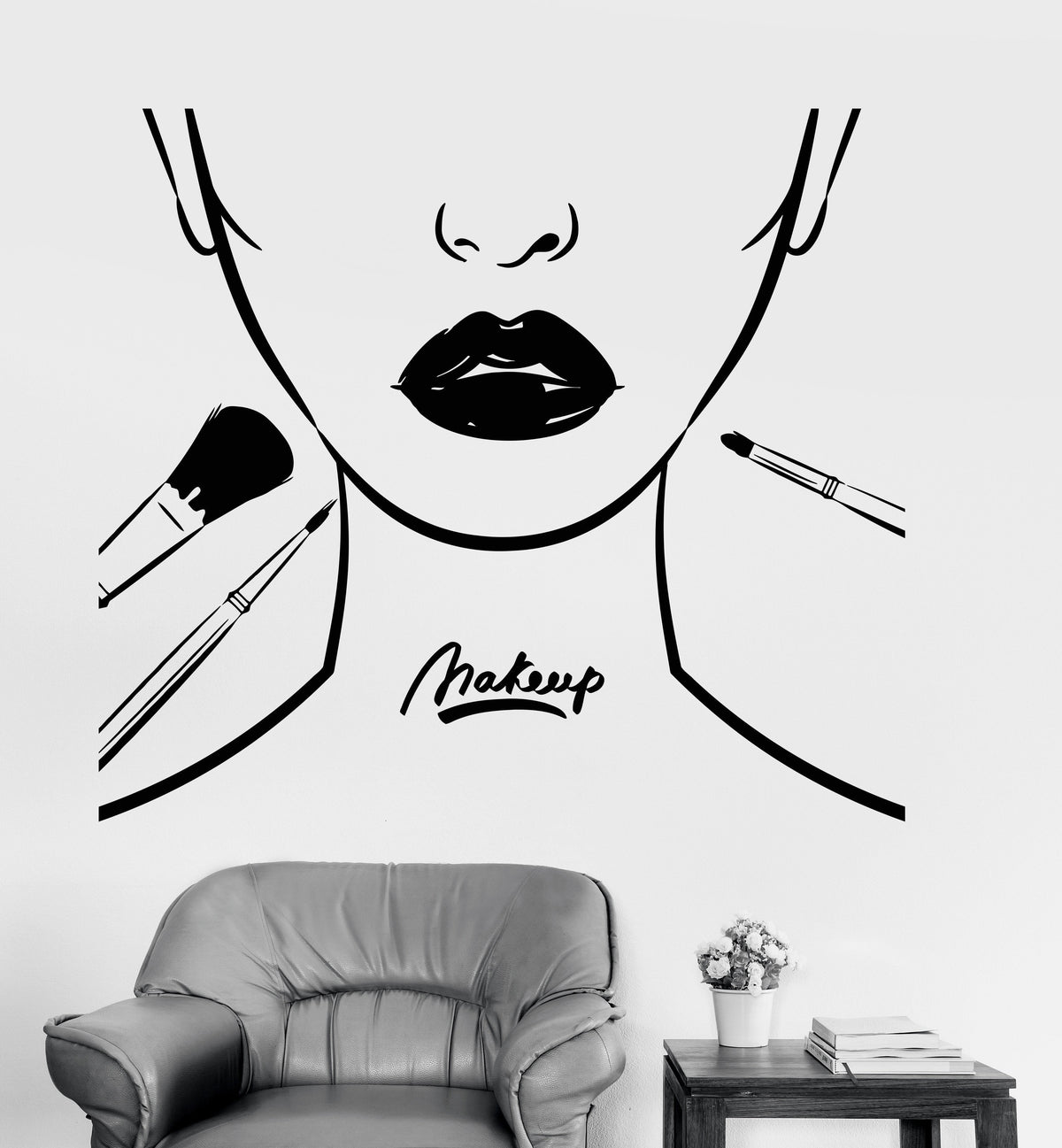Vinyl Wall Decal Makeup School Artist Lips Fashion Top Model Stickers ...