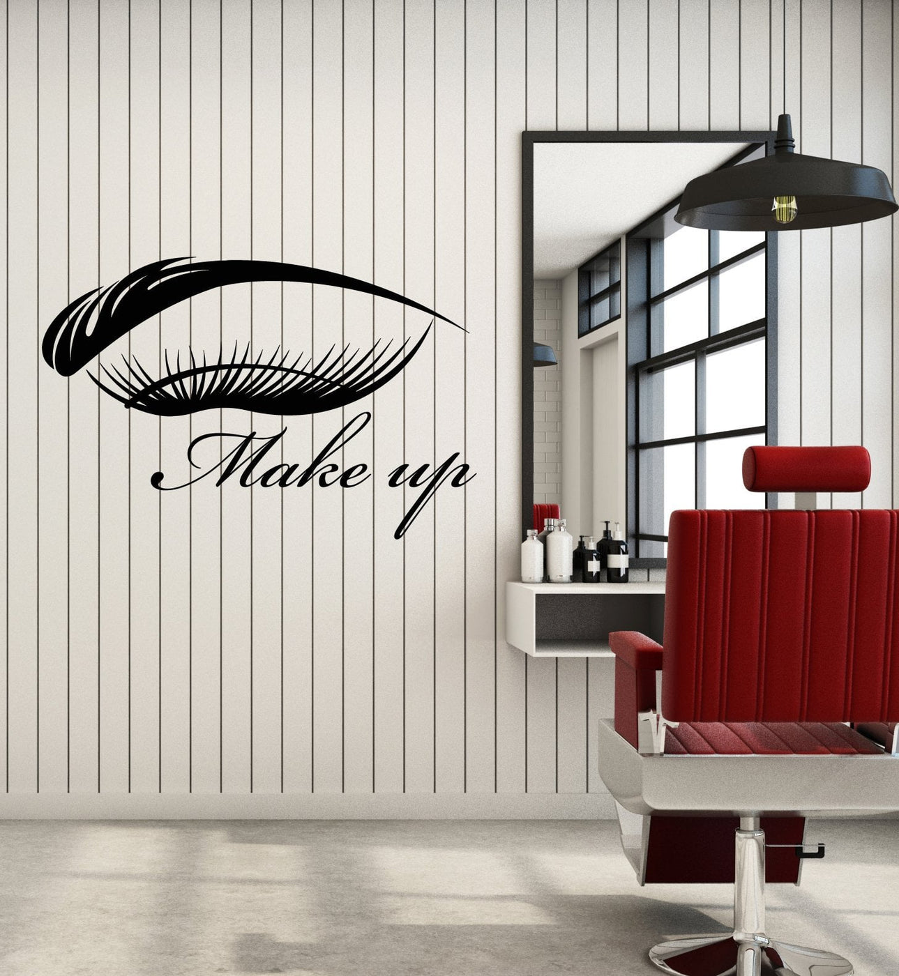 Vinyl Wall Decal Eyebrows Eyelashes Makeup Beauty Salon Logo Stickers ...