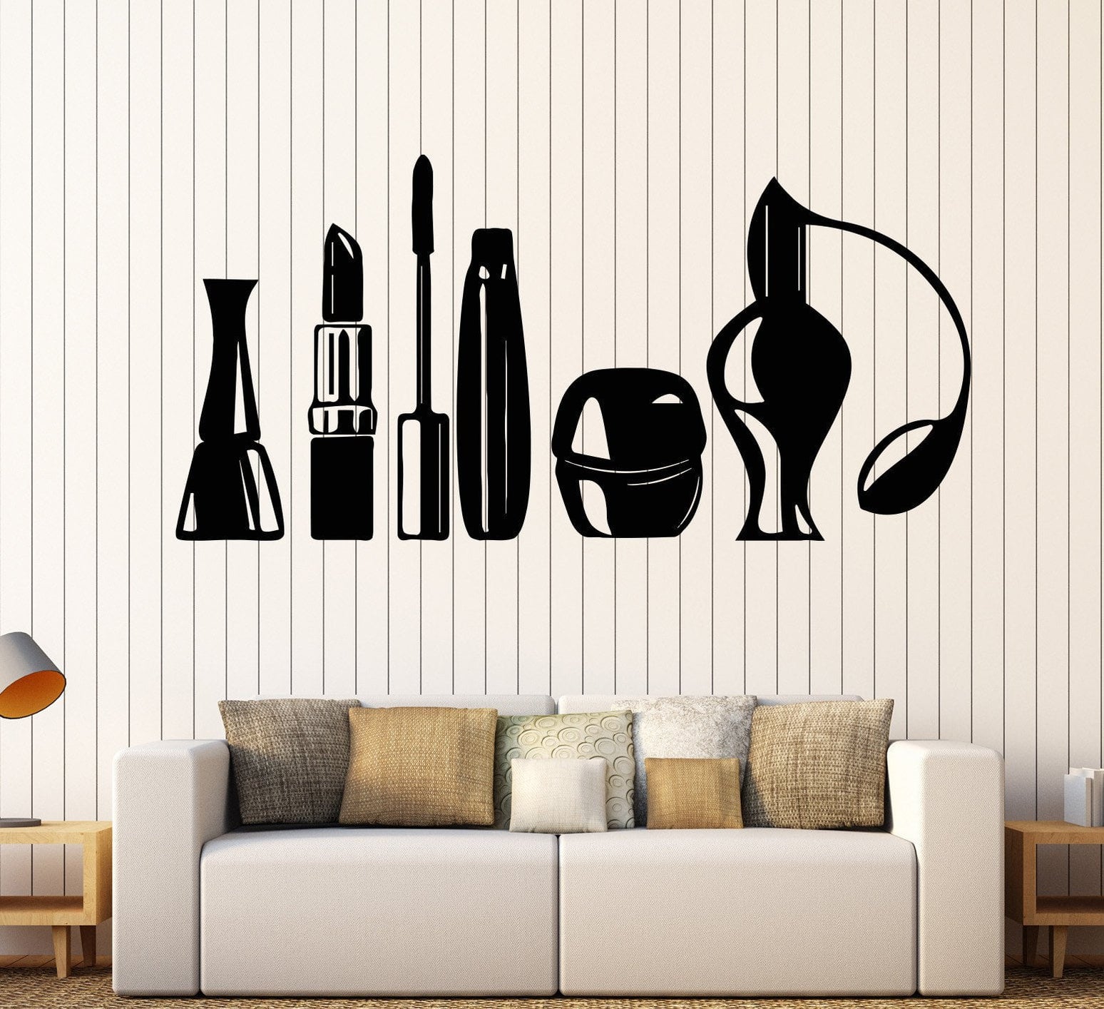 Vinyl Wall Decal Cosmetics Beauty Salon Makeup Artist Fashion Girl Sti ...