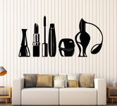 Vinyl Wall Decal Cosmetics Beauty Salon Makeup Artist Fashion Girl Sti ...