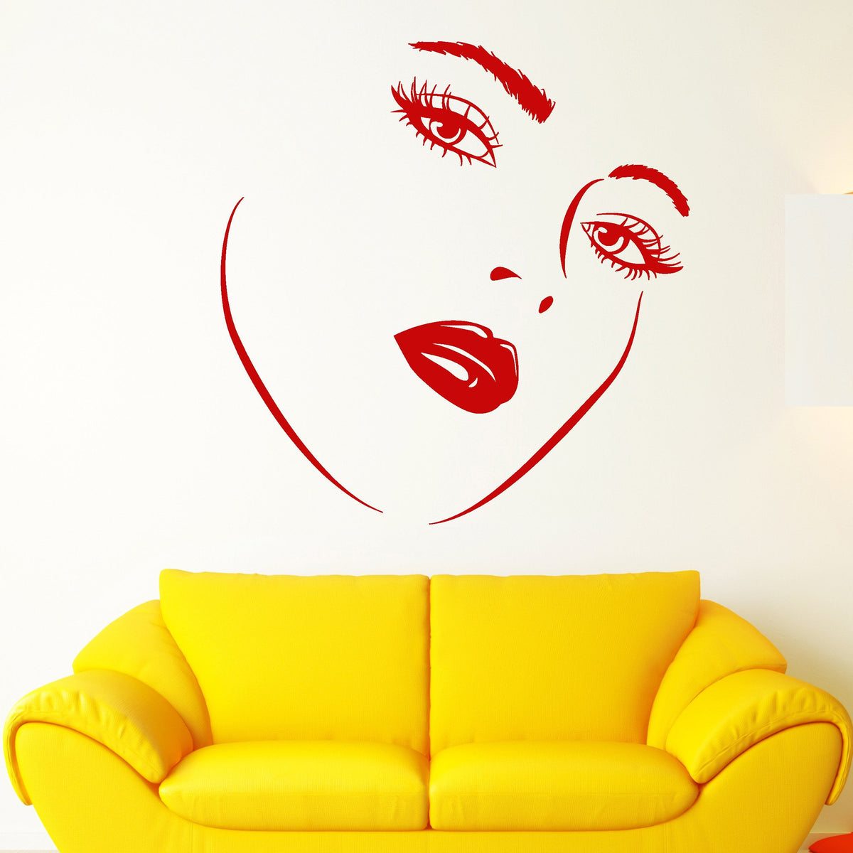 Vinyl Wall Decal Girl Face Woman Makeup Sexy Lips Eyelashes Stickers ...