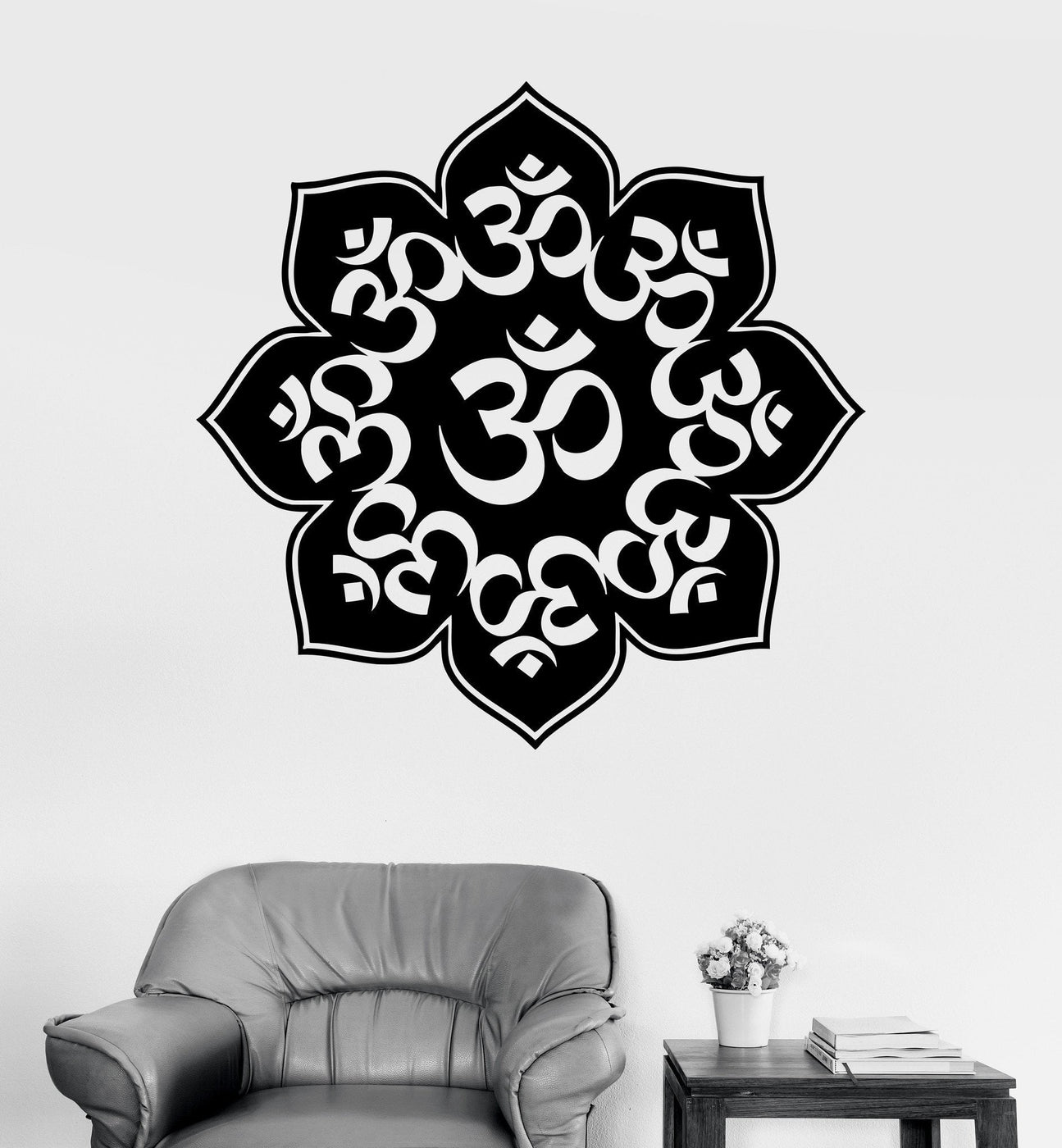 Vinyl Wall Decal Mandala Mantra Om Hinduism Mural Stickers Unique Gift ...