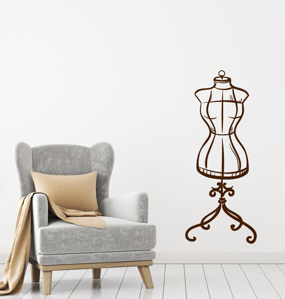 Vinyl Wall Decal Vintage Style Mannequin Atelier For Seamstress Sticke ...