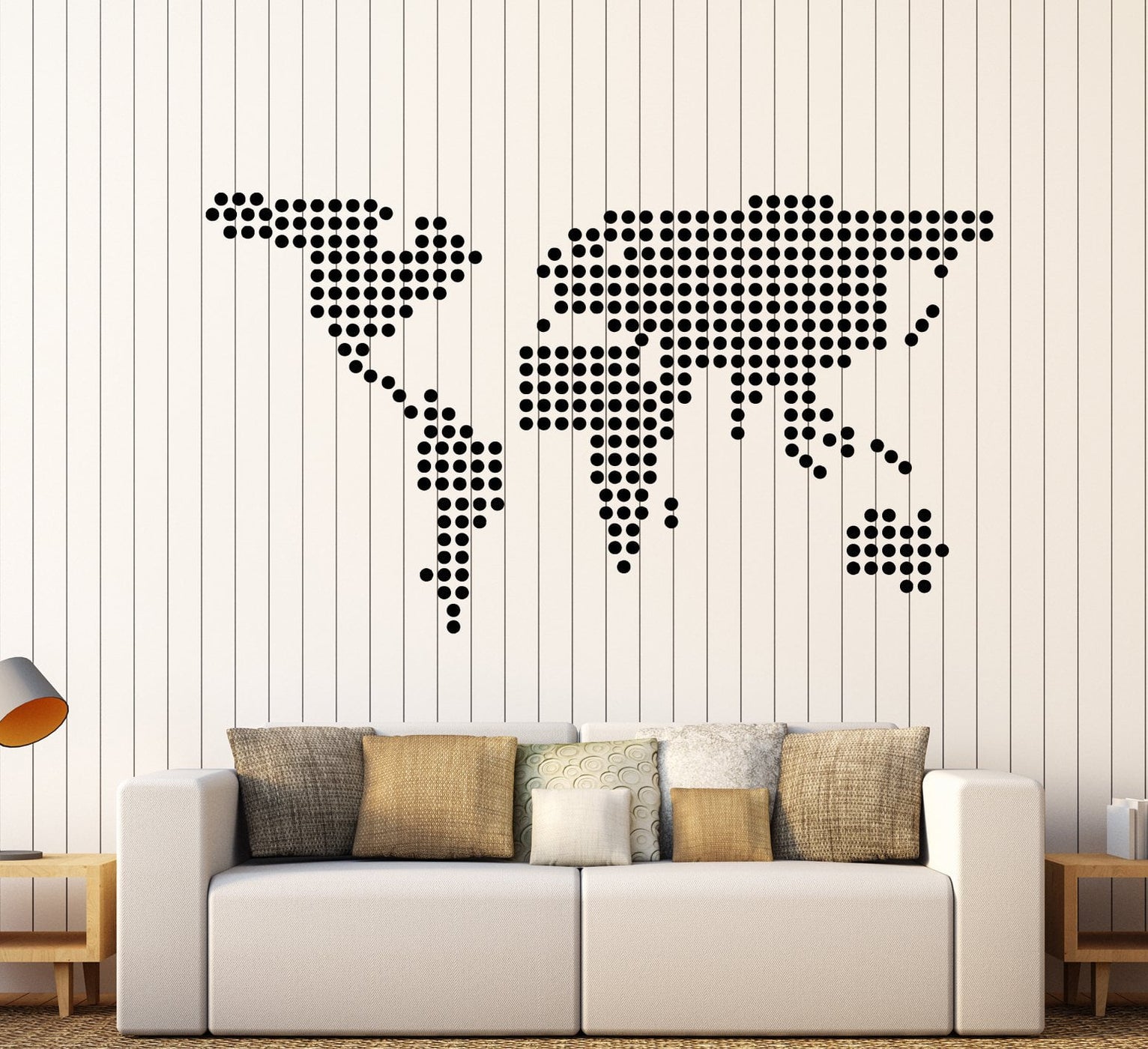 Vinyl Wall Decal Circles Balls Bubbles World Map Earth Stickers Unique ...