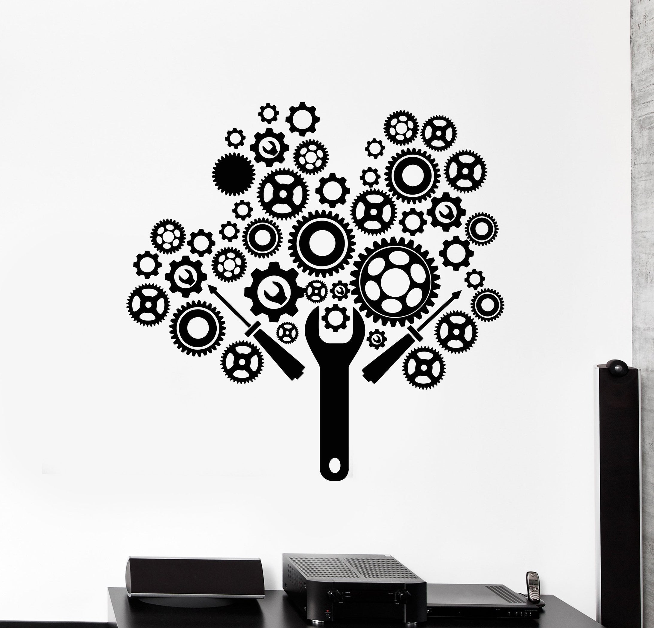 Vinyl Wall Decal Gears Mechanic Auto Car Service Garage Repair Sticker ...