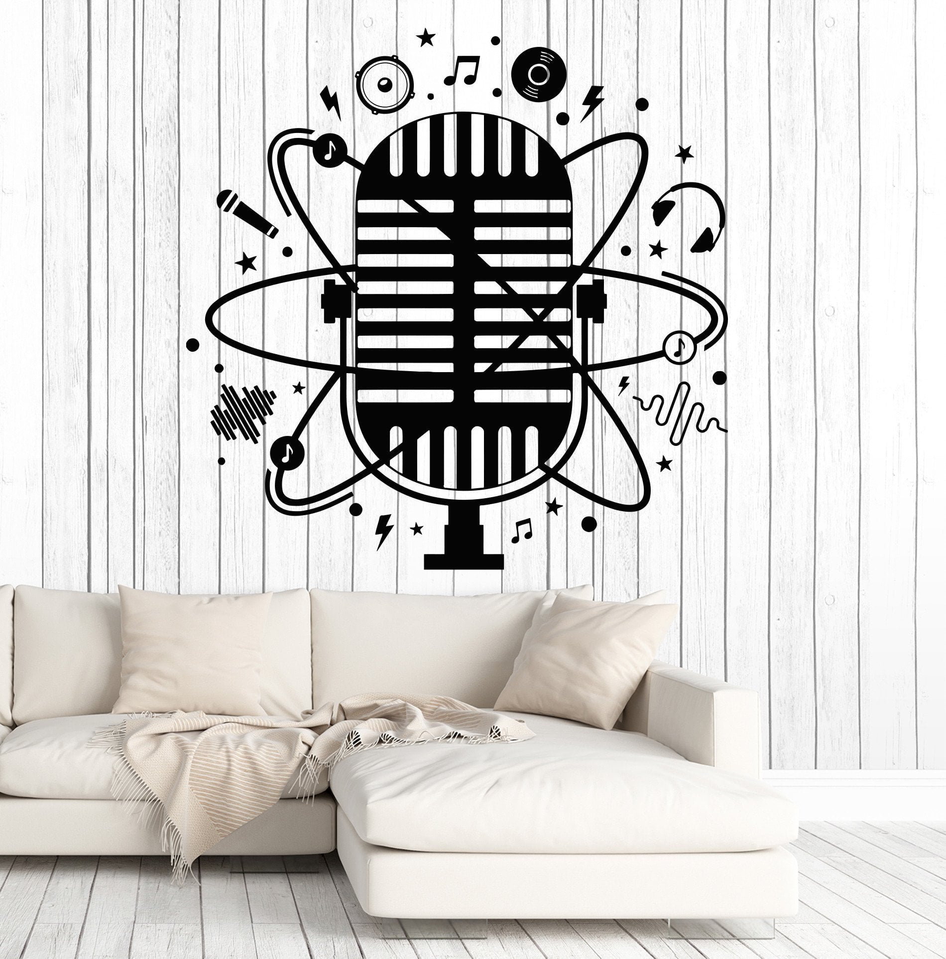 Vinyl Wall Decal Retro Microphone Singer Musician Karaoke Club Sticker ...