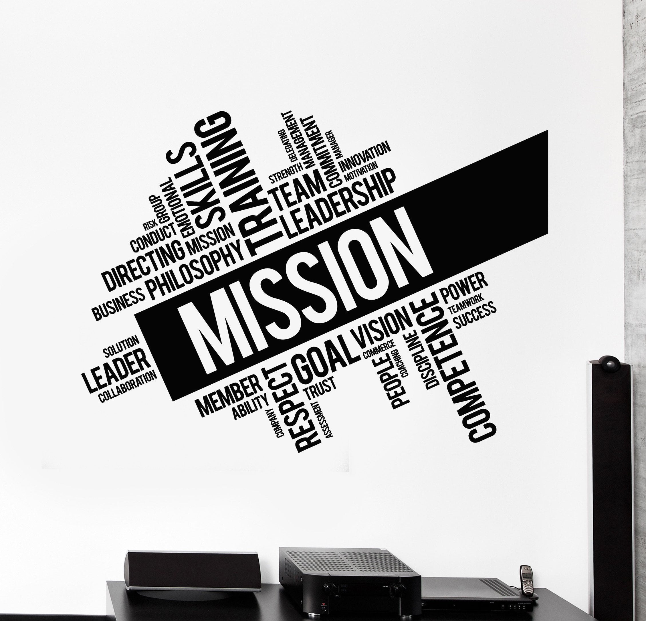Vinyl Wall Decal Mission Company Team Leadership Office Words Stickers ...