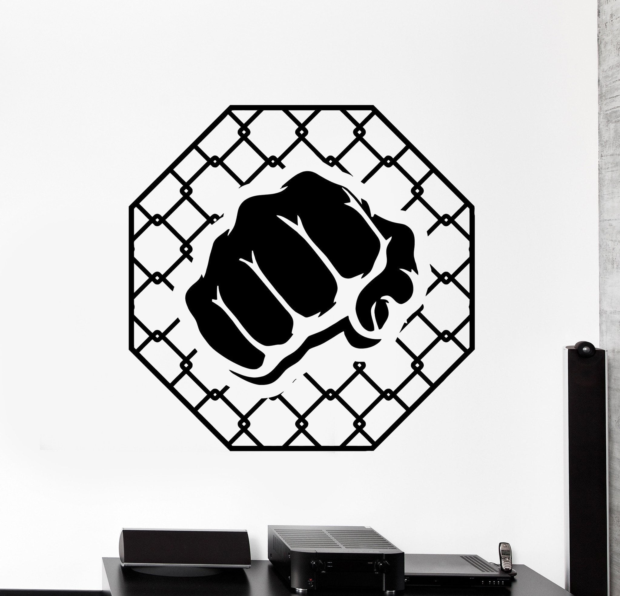 Vinyl Wall Decal MMA Cage Martial Arts Fight Fighters Stickers Murals ...