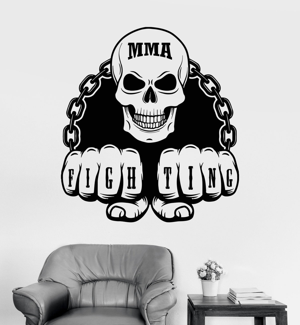 Vinyl Wall Decal MMA Martial Arts Fighting Skull Sports Fan Stickers U ...