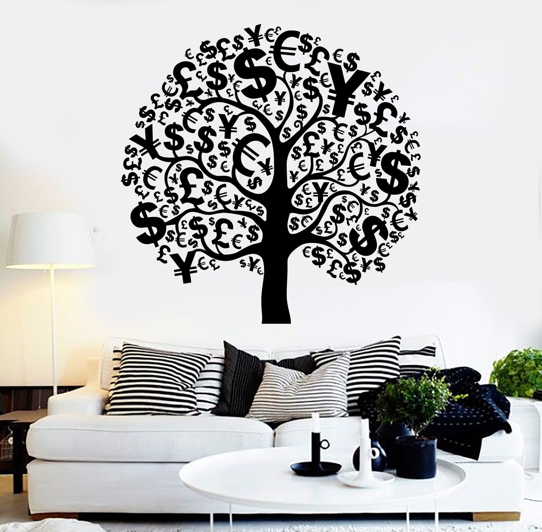 Vinyl Wall Decal Money Tree Talisman Euro Dollar Success Stickers Uniq ...