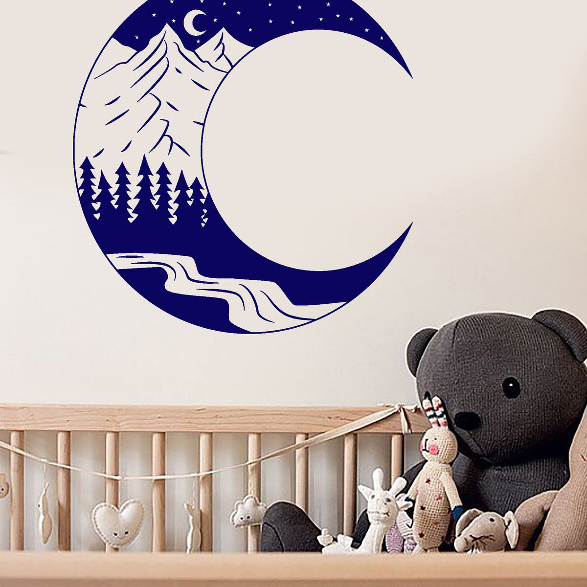 Vinyl Wall Decal Moon Landscape Forest Mountain Art Nature Stickers Un ...