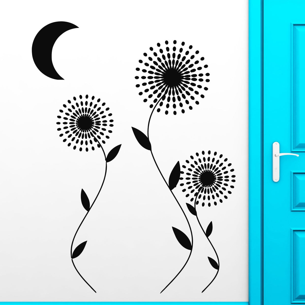 Vinyl Wall Decal Abstract Moon Night Flowers Garden Stickers Unique Gi ...