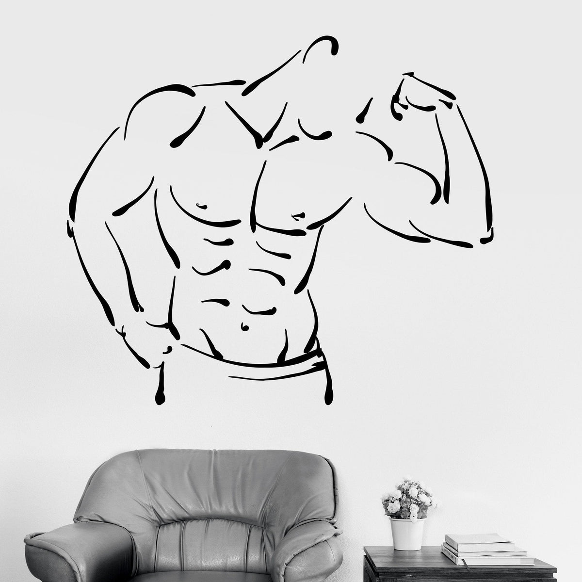 Vinyl Wall Decal Athletic Body Fitness Bodybuilder Muscled Stickers Un ...