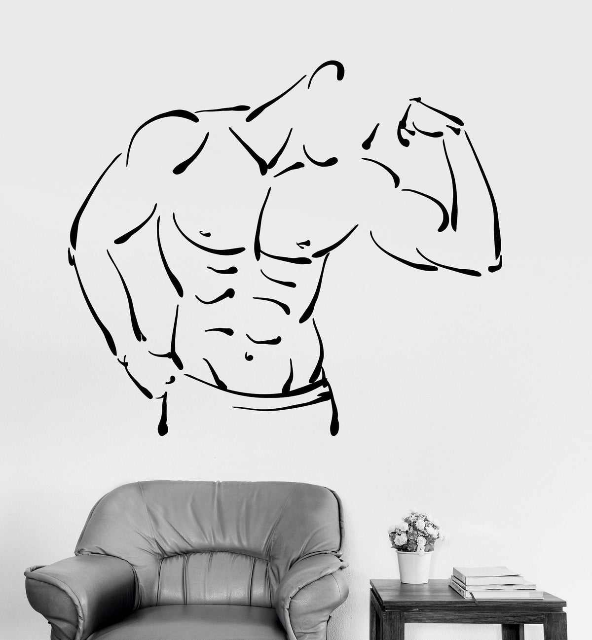 Vinyl Wall Decal Athletic Body Fitness Bodybuilder Muscled Stickers Un ...