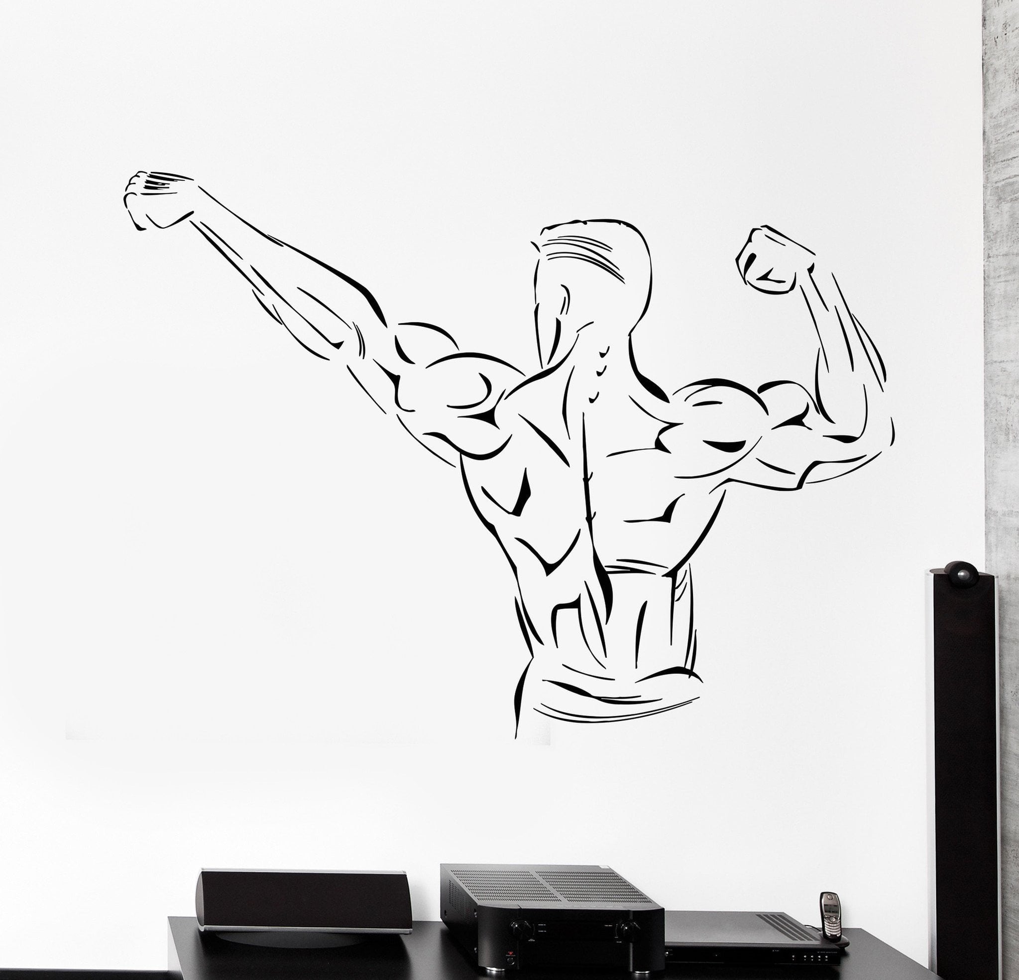 Vinyl Wall Decal Muscles Bodybuilder Fitness Gym Stickers Mural Unique ...
