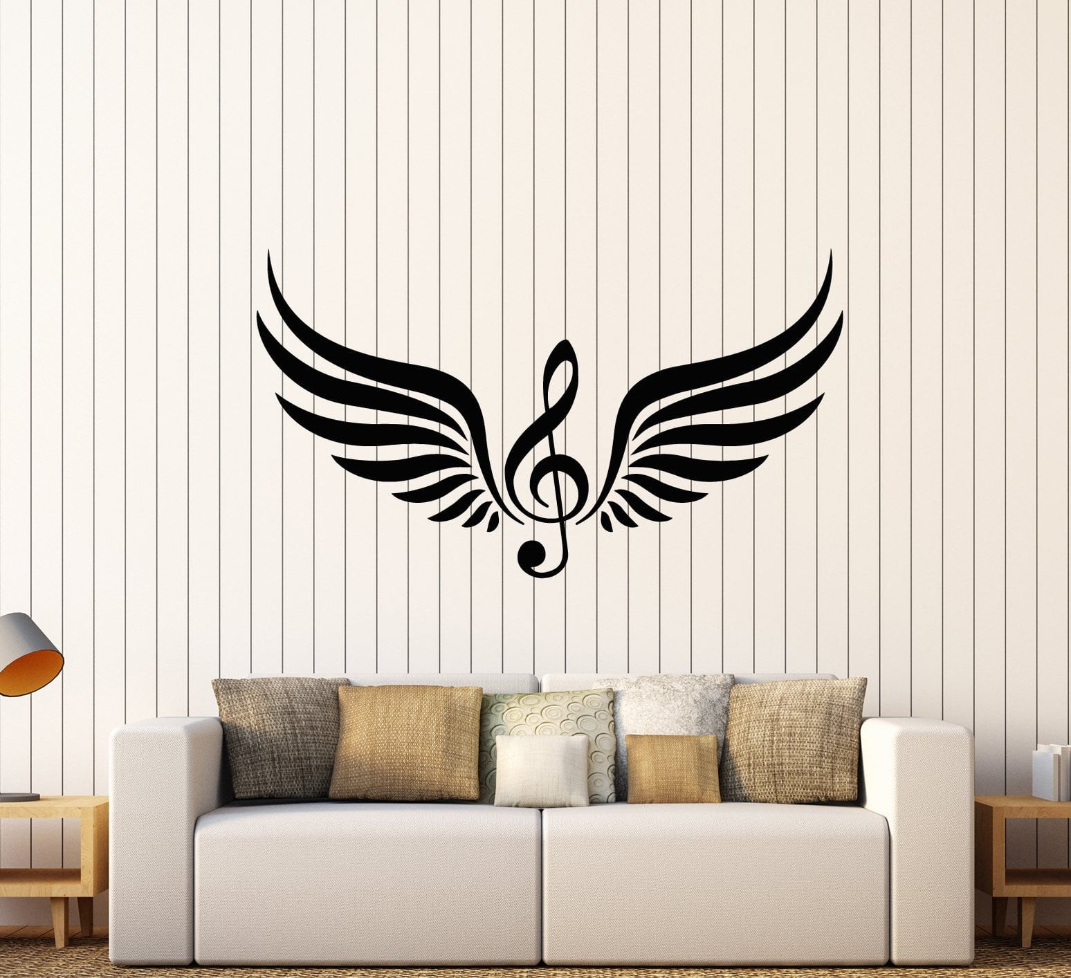 Vinyl Wall Decal Clef Music Notes Decor Wings For Musician Stickers (3 ...
